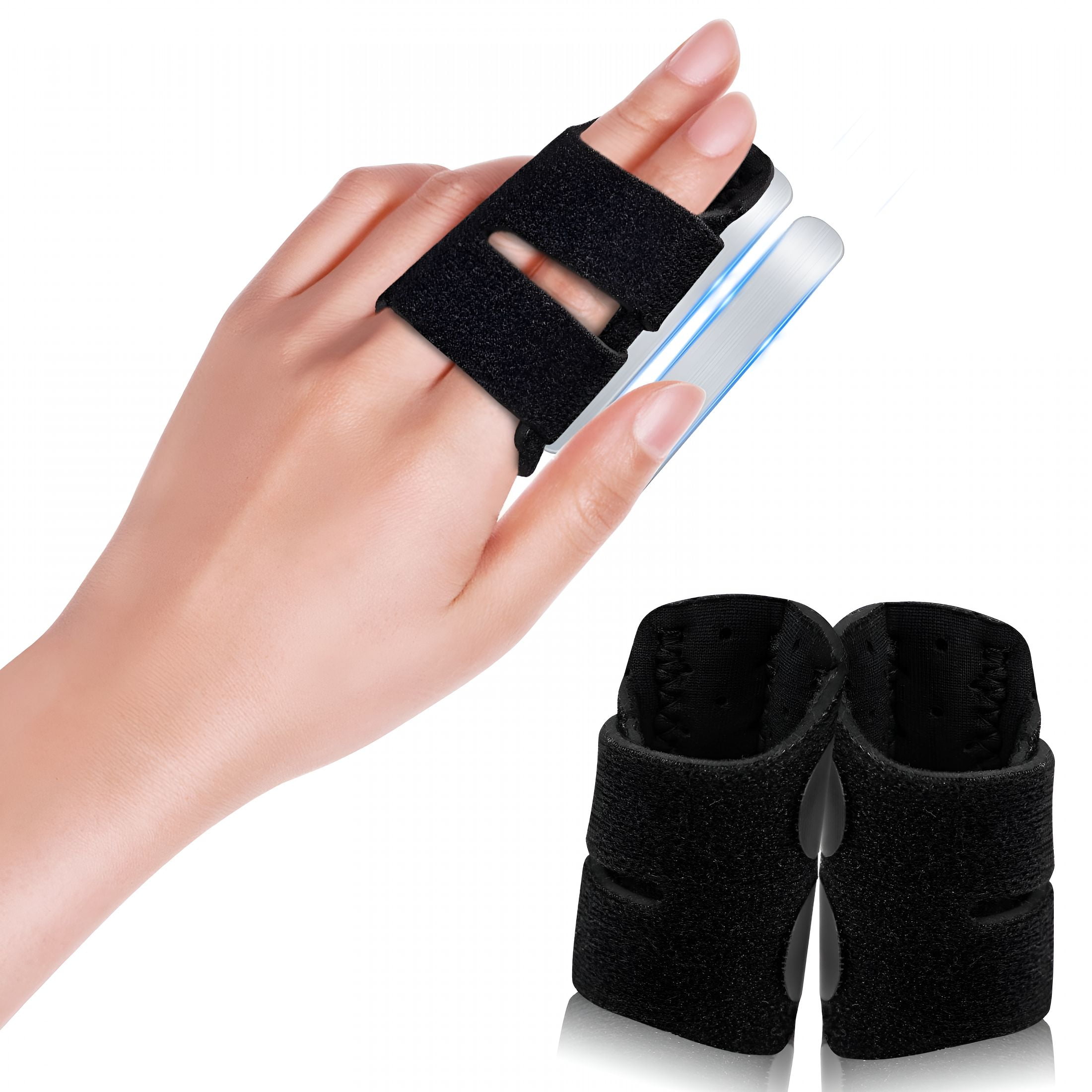 XIRQI 2 Pcs Trigger Finger Splint with 2 Metal Bars for Double Fingers ...
