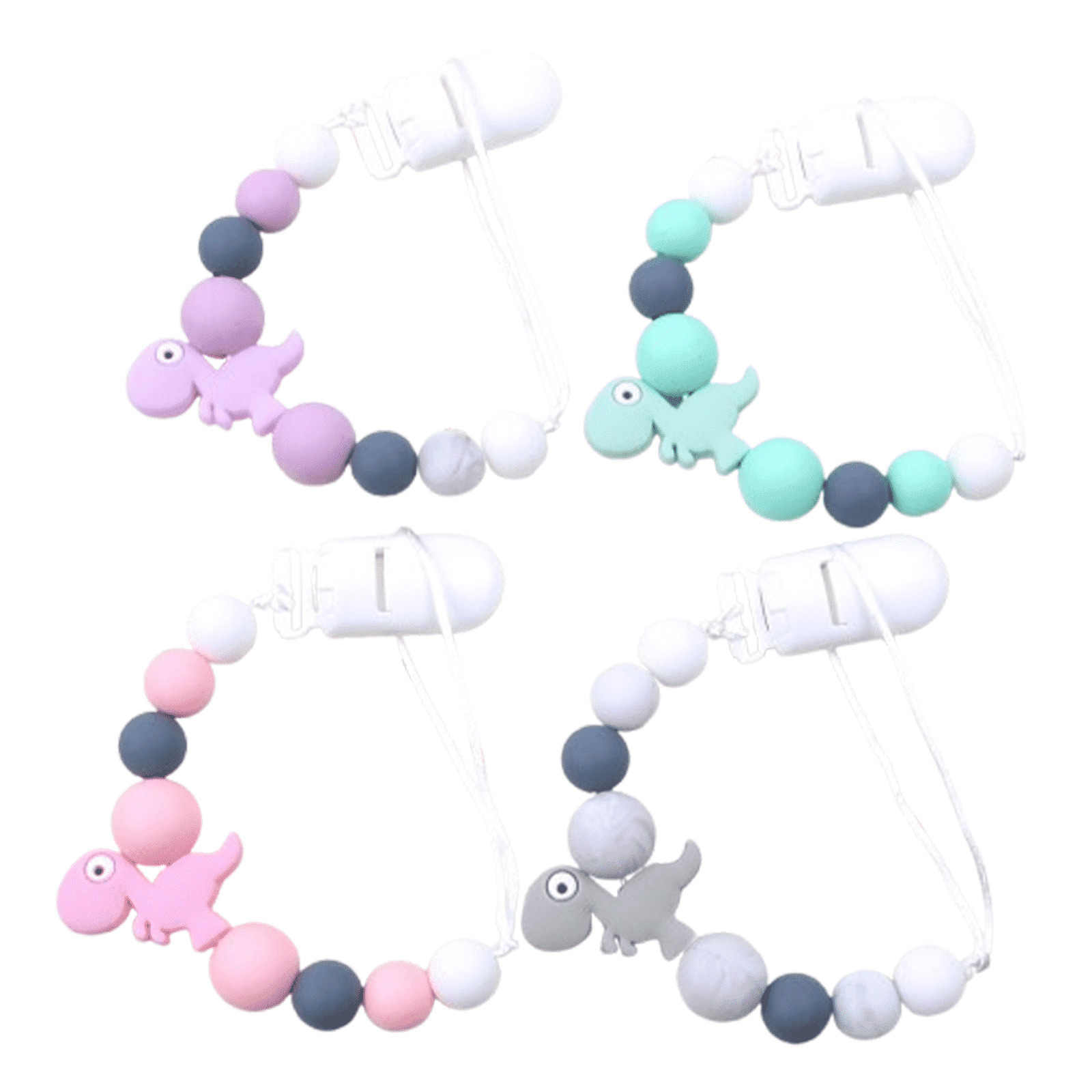 XIRQI 2Pcs Pacifier Clip Dinosaur Design Pacifier Clips Baby Girl ...