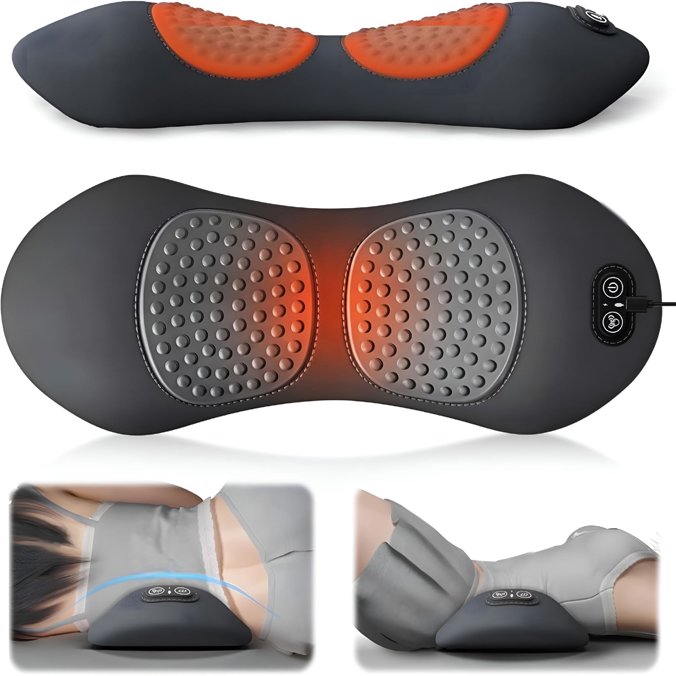 XIRQI 3 in 1 Electric Back Massager with Heat and Vibration, Lumbar ...
