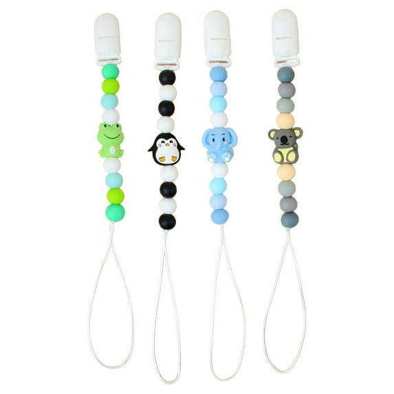XIRQI 4Pcs Pacifier Clip,Anti-Drop Chain Design Pacifier Holder ...