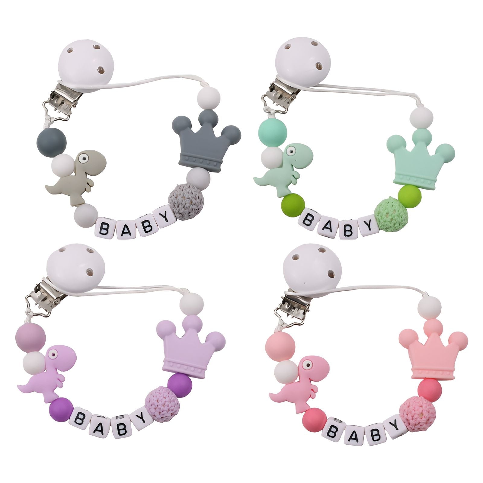 XIRQI 4Pcs Pacifier Clip,Anti-Drop Chain Design Pacifier Holder,Multi ...