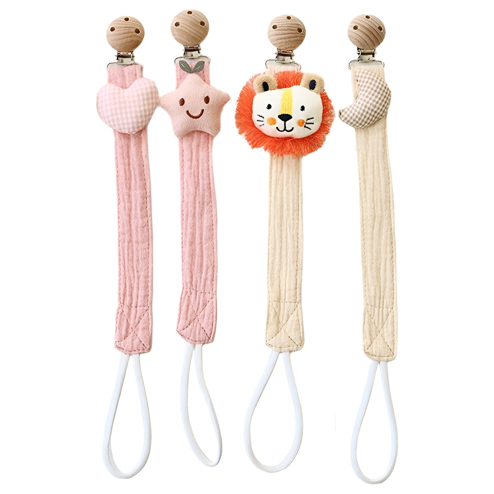 XIRQI 4Pcs Pacifier Clip,Beech Wood Clip for Firm Attachment Pacifier ...