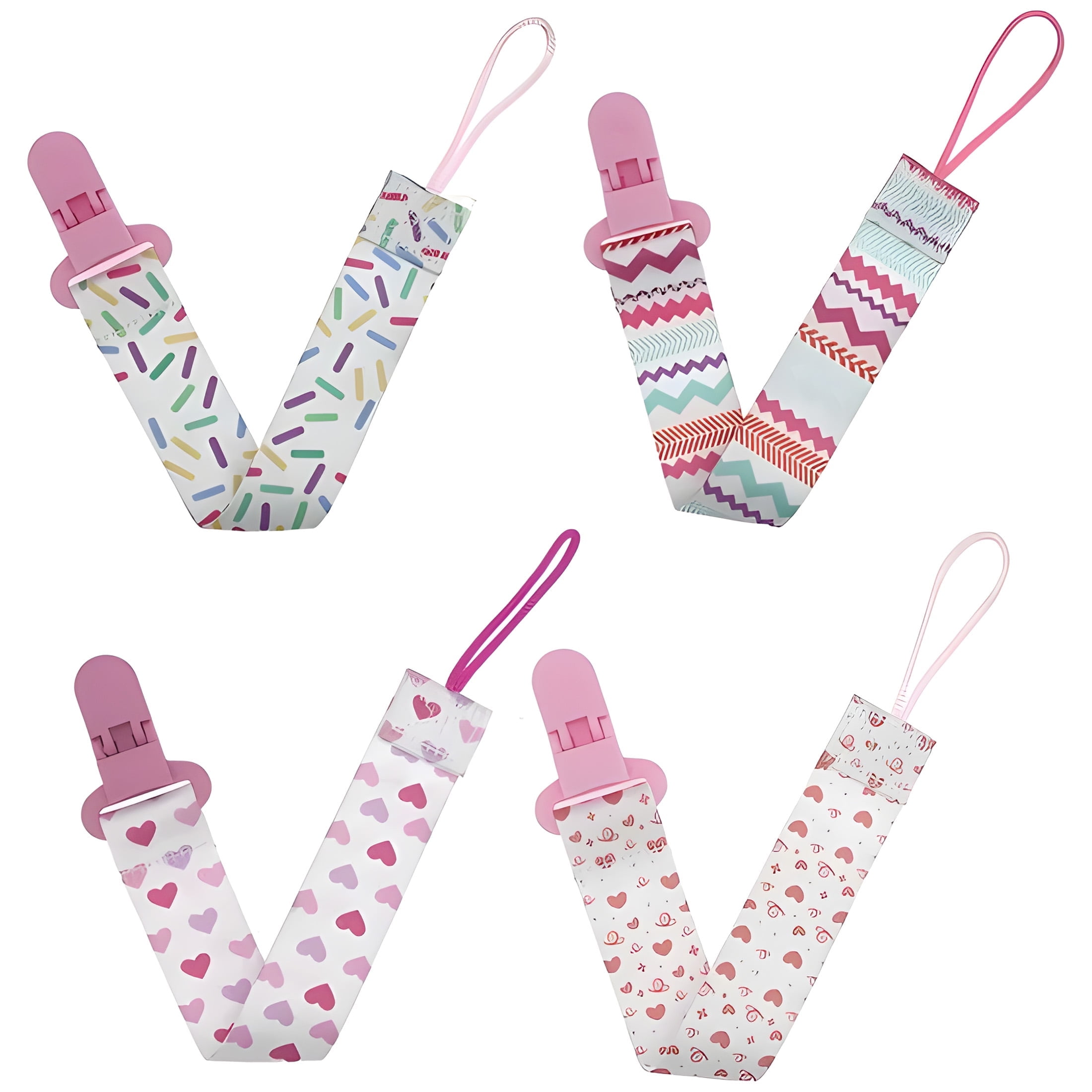 XIRQI 4Pcs Pacifier Clip,Polyester Binky Clips,11" Toy Straps for Baby ...