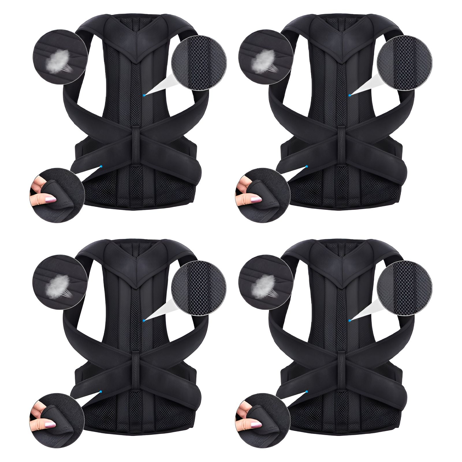 XIRQI 4Pcs Posture Corrector Bra,Comfortable Shoulder Fit Posture Corrector Bra,Improves Spine ...