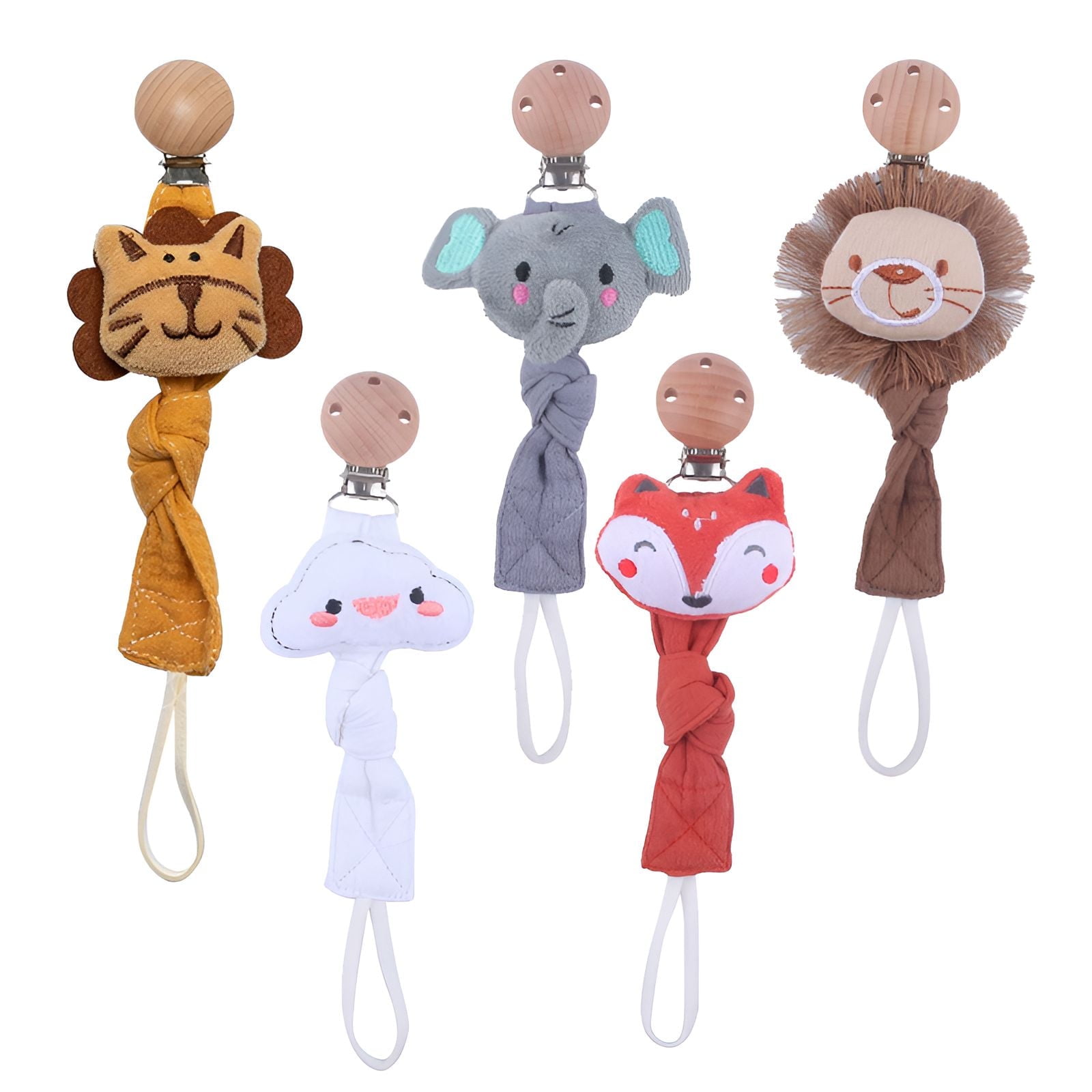 XIRQI 5Pcs Pacifier Clip,Ins Style Design Cute Cartoon Shape Pacifier ...