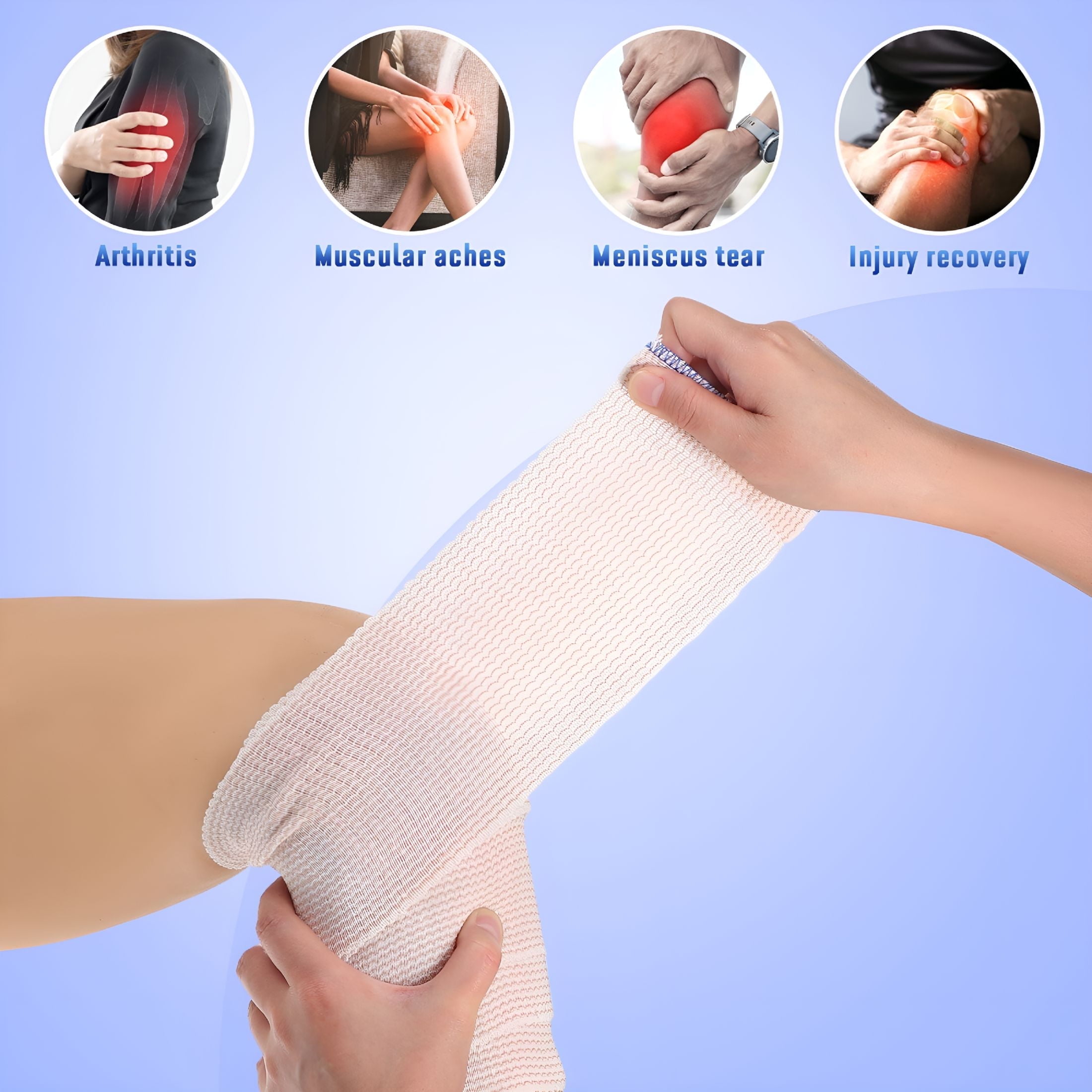 XIRQI 6 Rolls Elastic Bandage Sports Wraps Ace Wrap Stretch Bandage ...