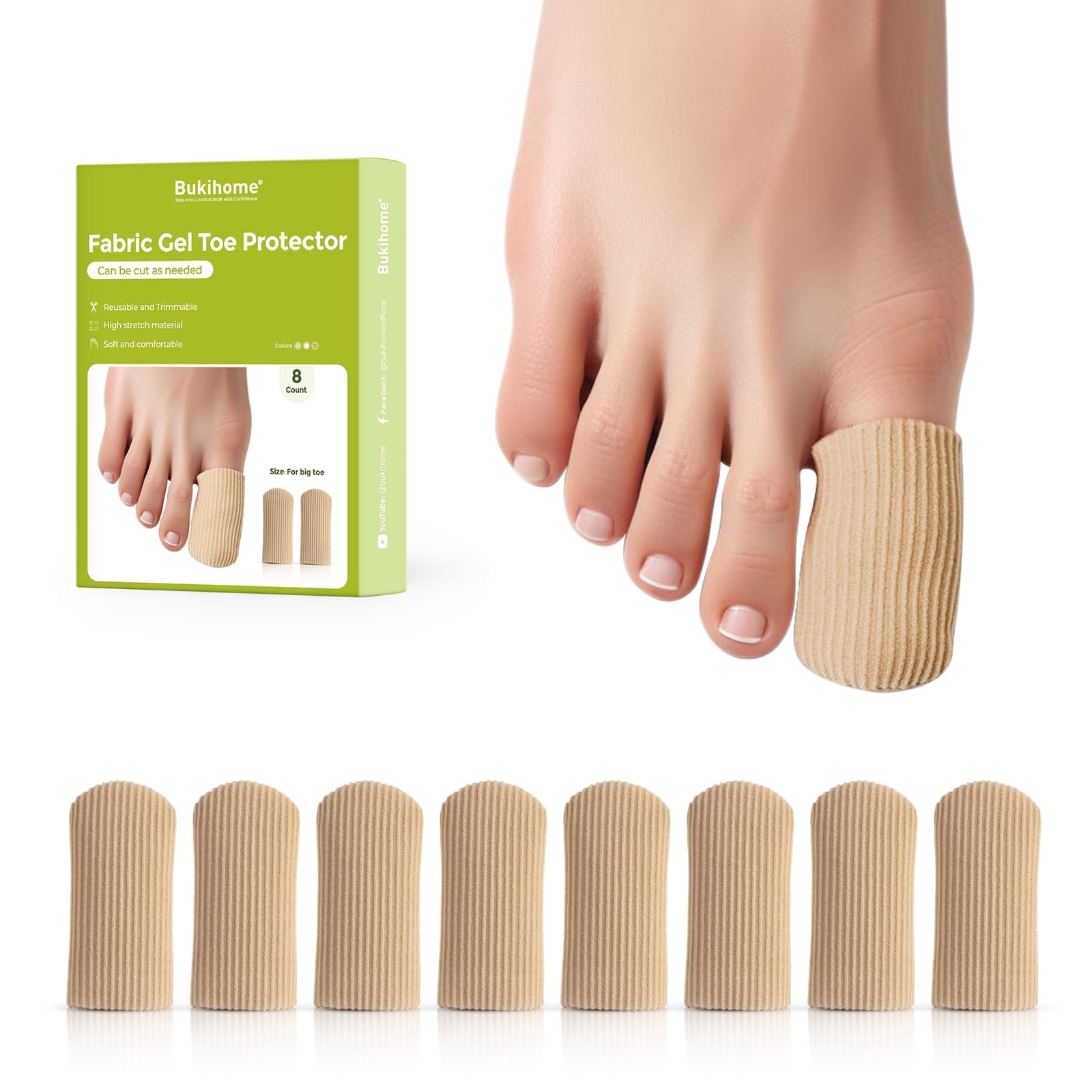 XIRQI 8 Pcs Toe Protectors, Silicone Toe Caps Closed Toe Surface Fabric ...