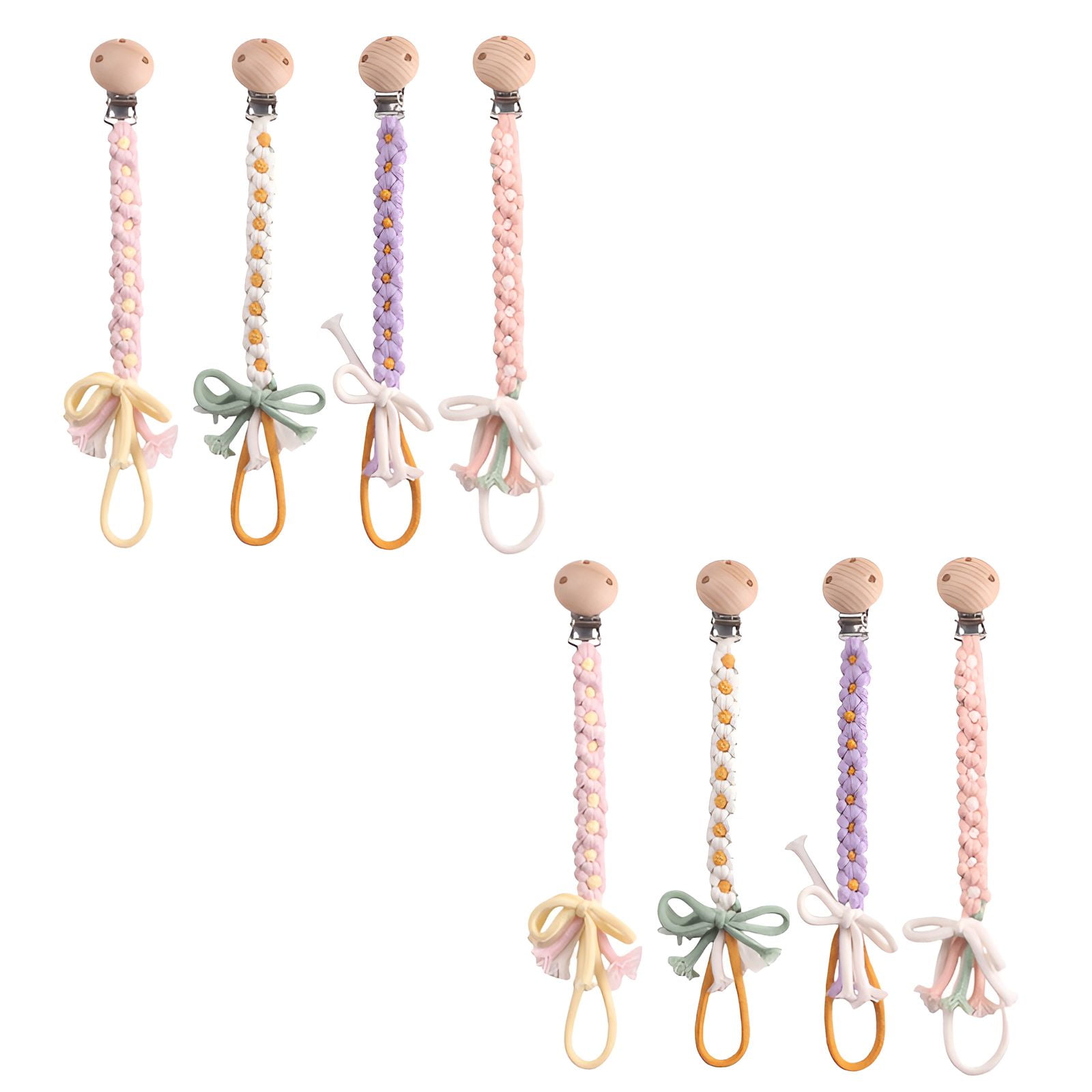 XIRQI 8Pcs Pacifier Clip,Beech Wood Pacifier Holder,Safety Clip Baby ...