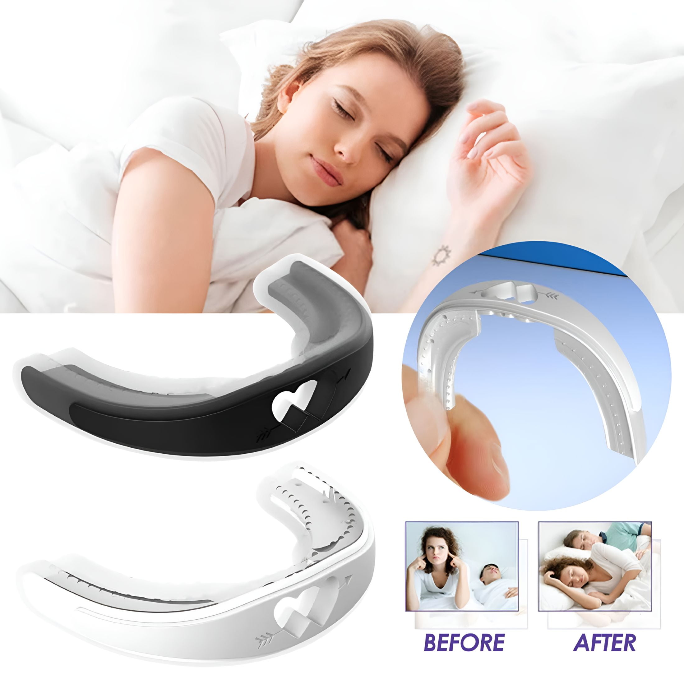 XIRQI Anti Snoring Devices Silicone Braces Ergonomic Snore Reducing Aid ...
