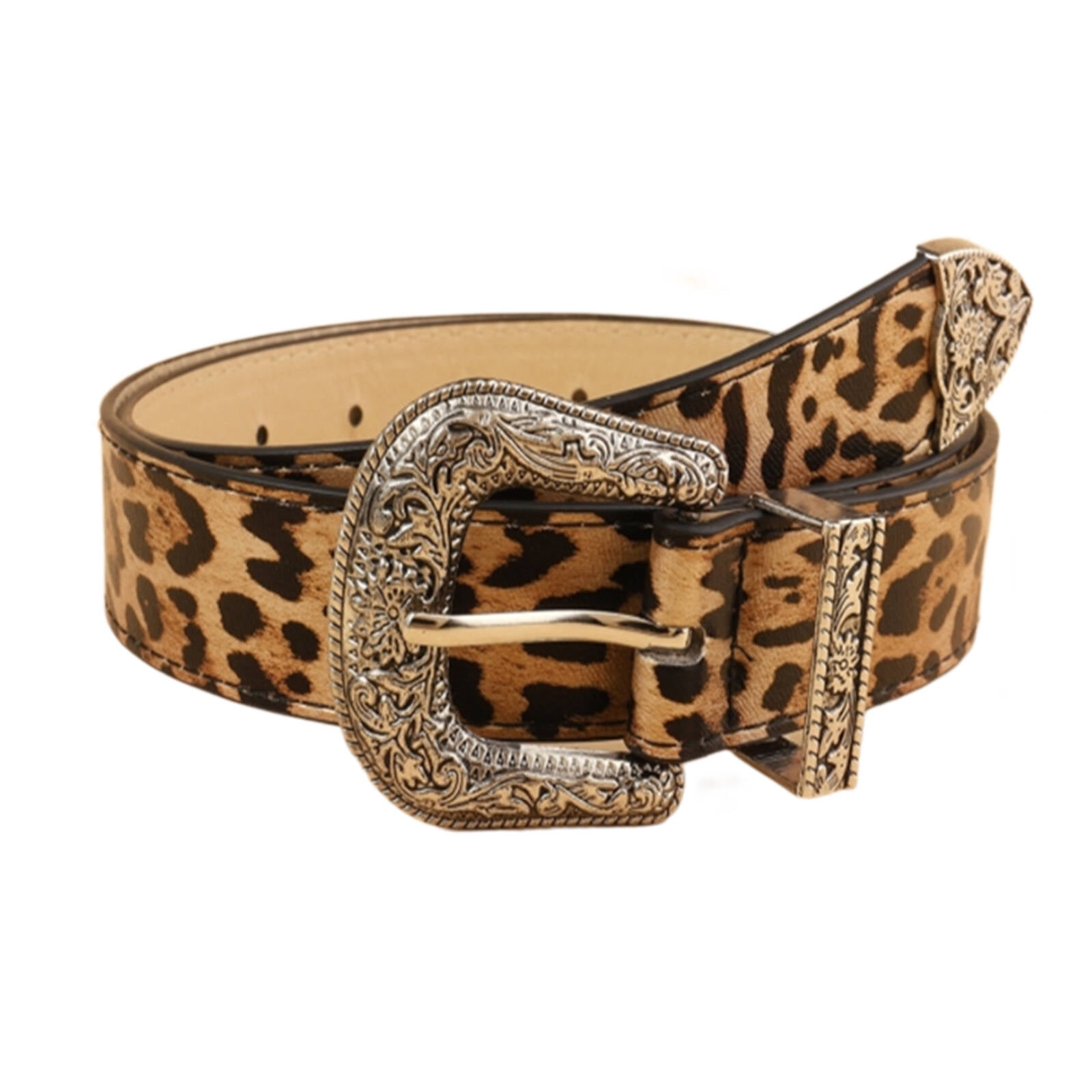 XIRQI Belts for Women Imitation Leather Silver Belt for Woman Alloy ...