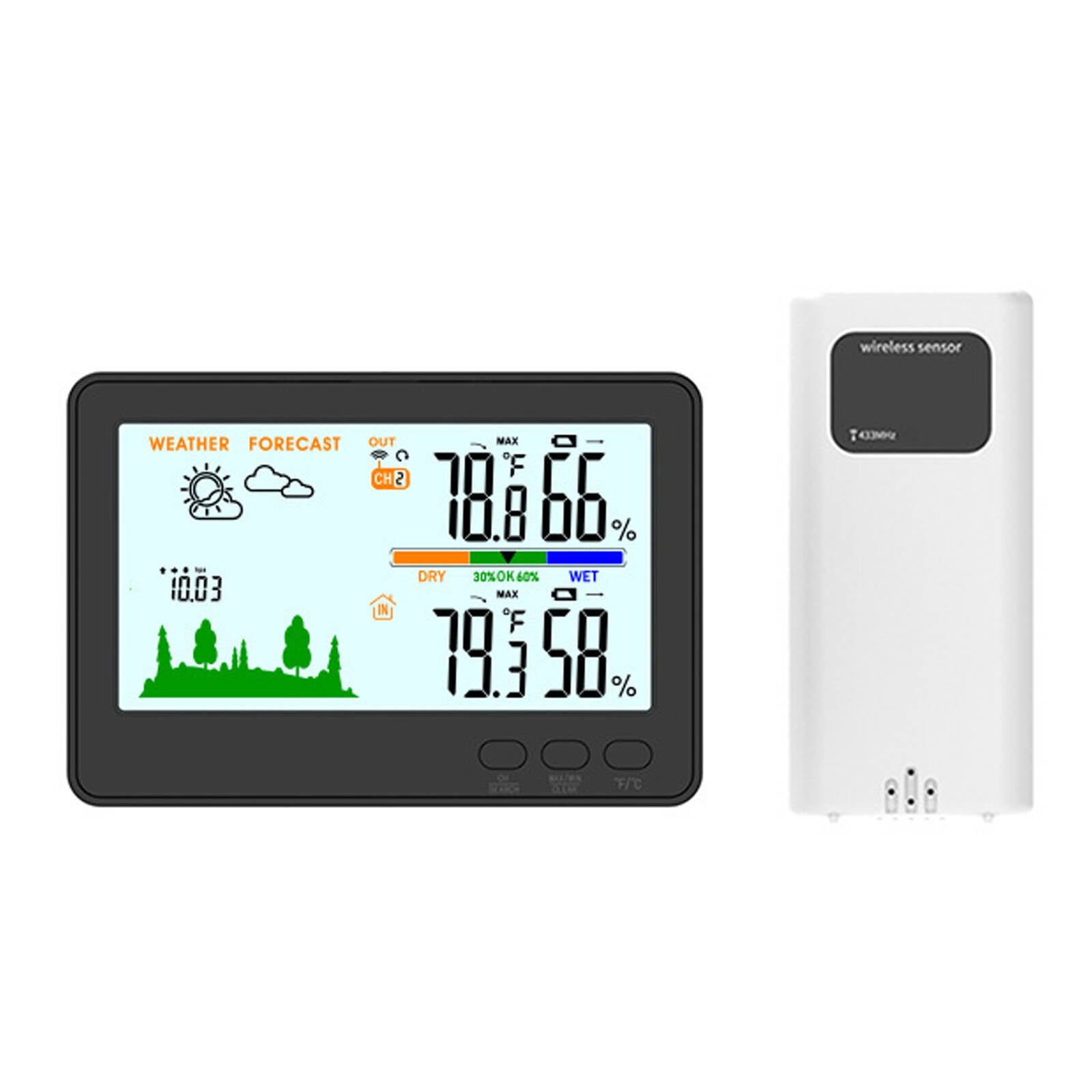 XIRQI Indoor Outdoor Thermometer Wireless touch-Activated Backlight for ...