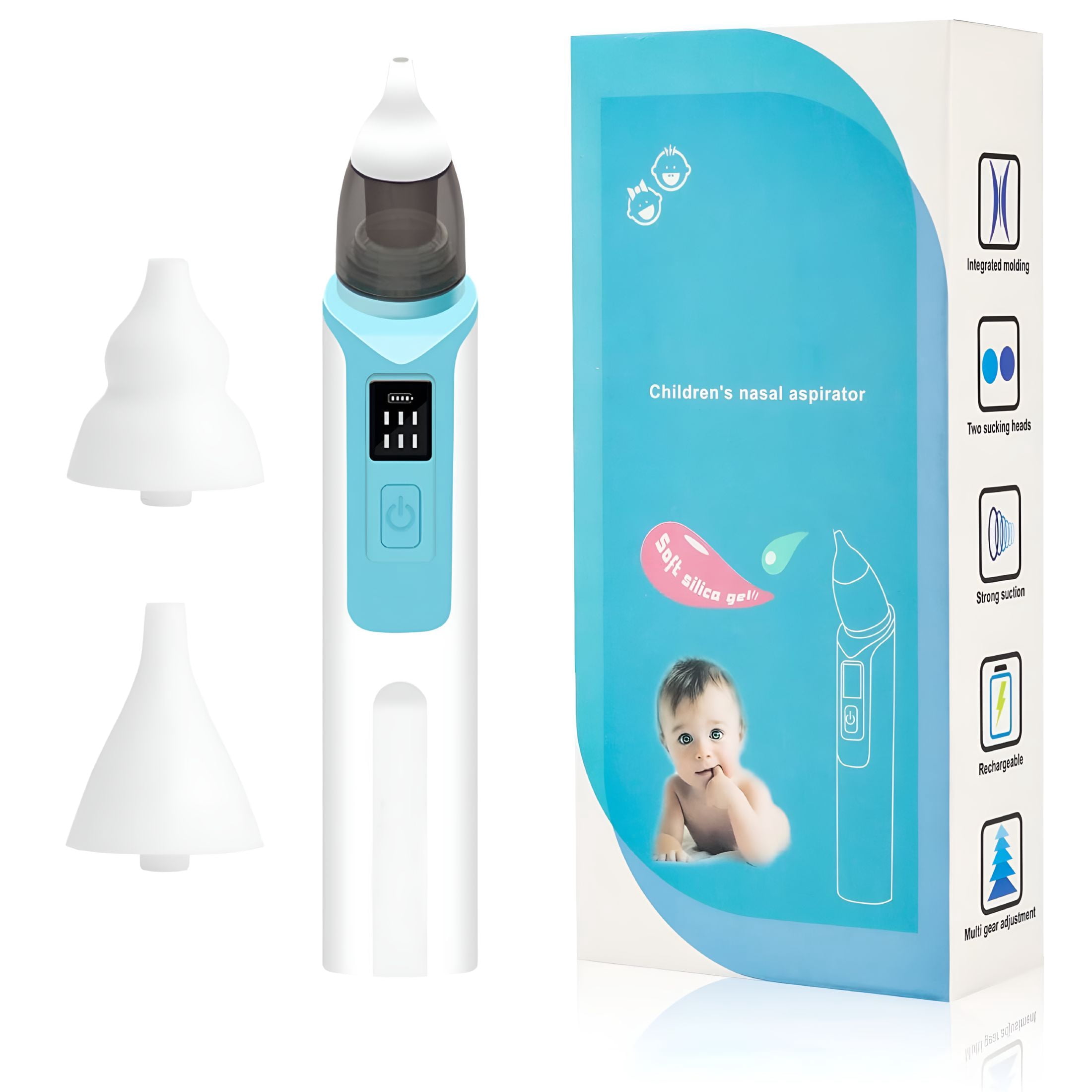 XIRQI Nasal Aspirator Rechargeable Nose Sucker 6 Suction Power Snot ...