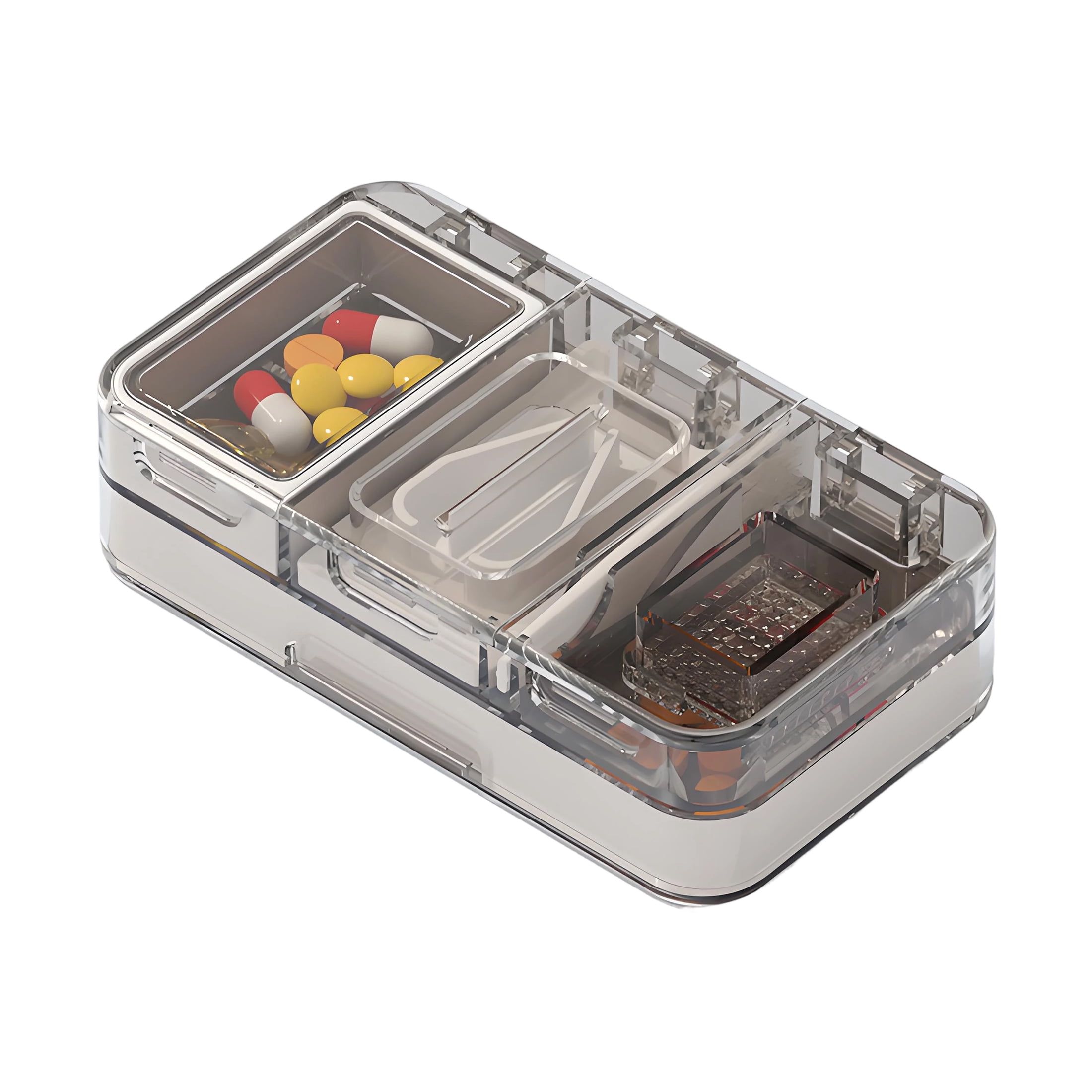 XIRQI Pill Crusher and Cutter 3-In-1,Pill Splitter with Built-In ...
