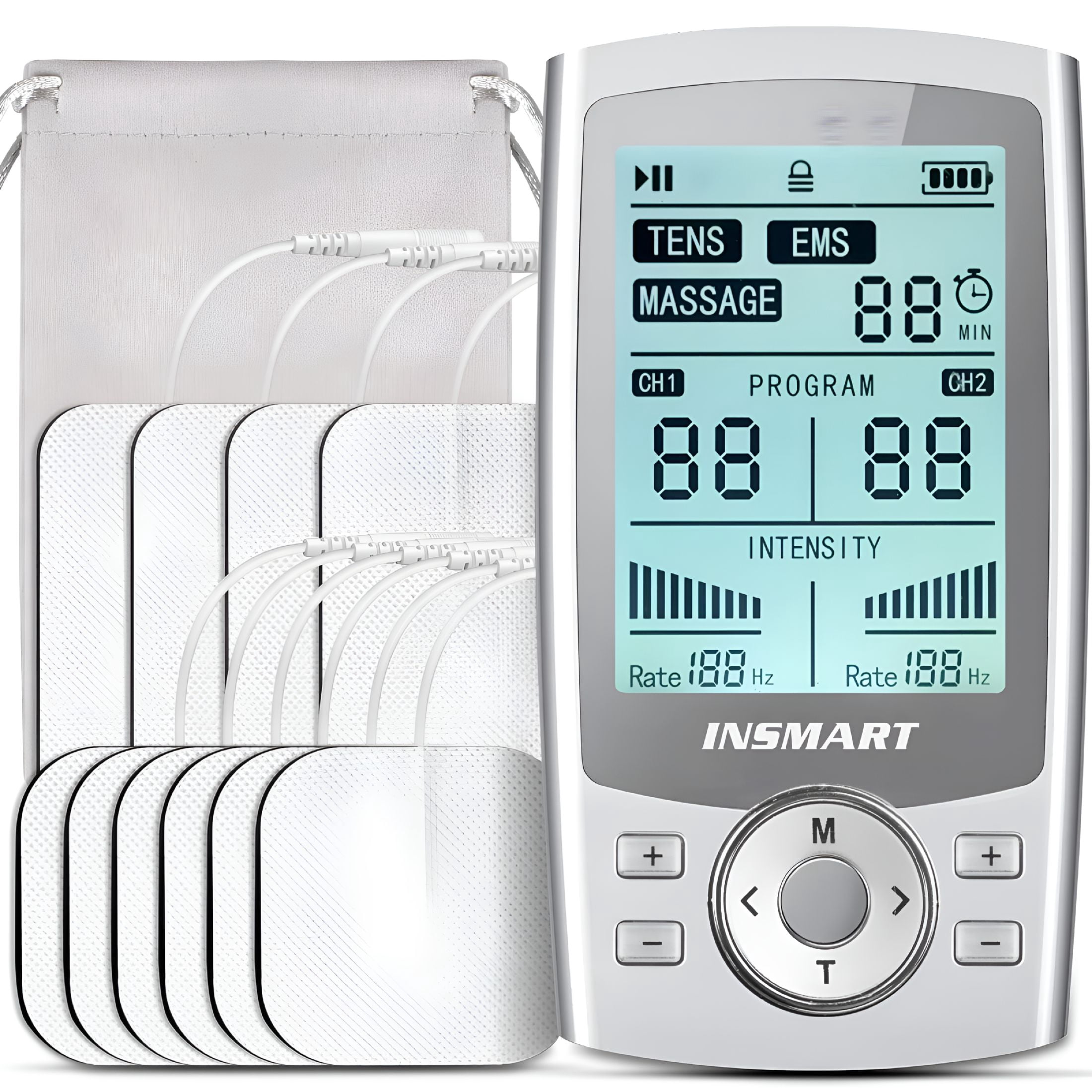 XIRQI Tens Unit Rechargeable Muscle Stimulator Ems Dual Channel with 10 ...
