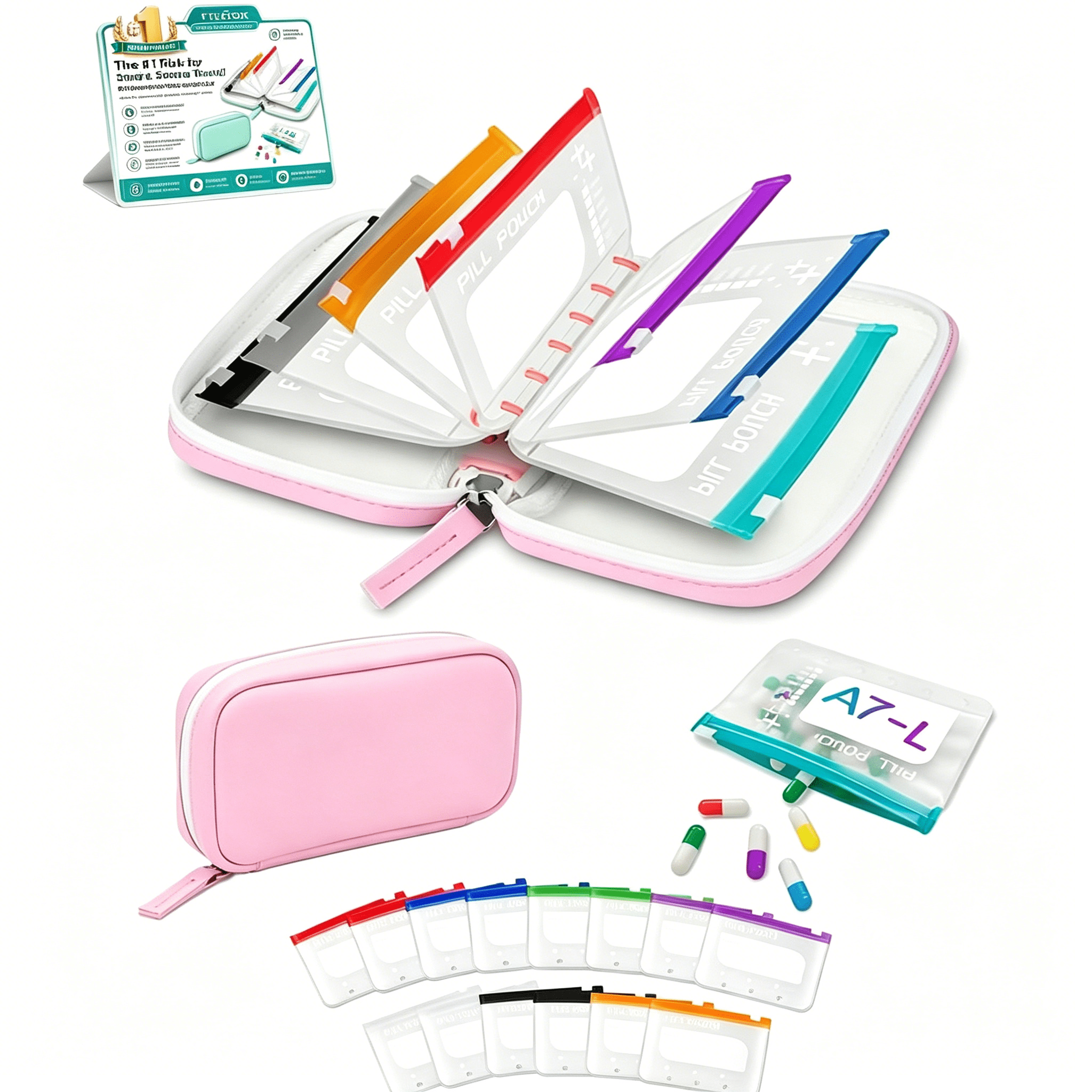 XIRQI Waterproof Pill Organizer Set,Waterproof Pill Pouch Set,Travel ...