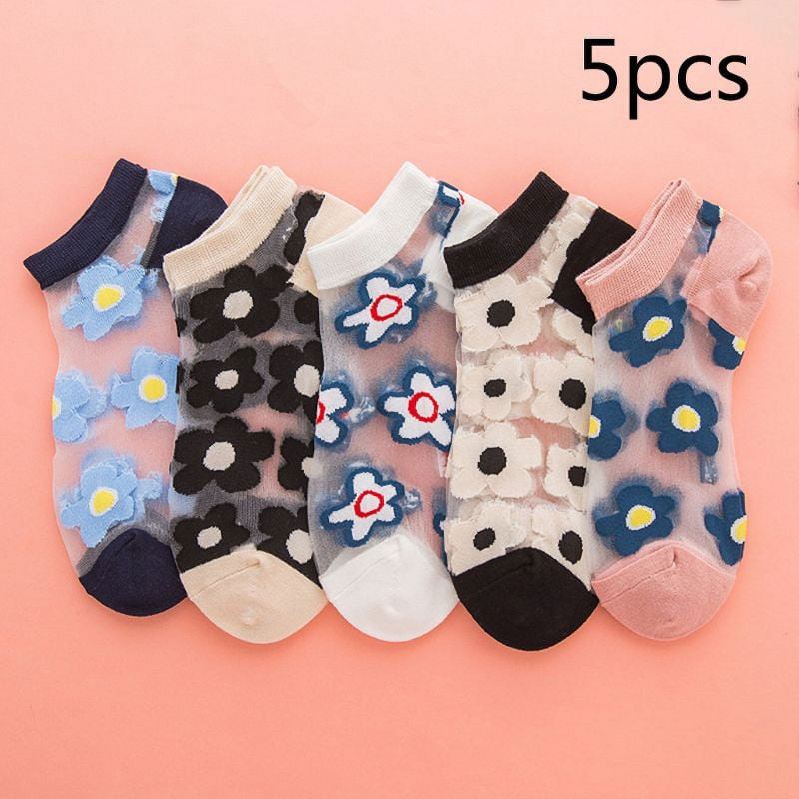 XISAOK 5 Pairs Women Summer Glass Fiber Short Boat Socks Japanese Style ...