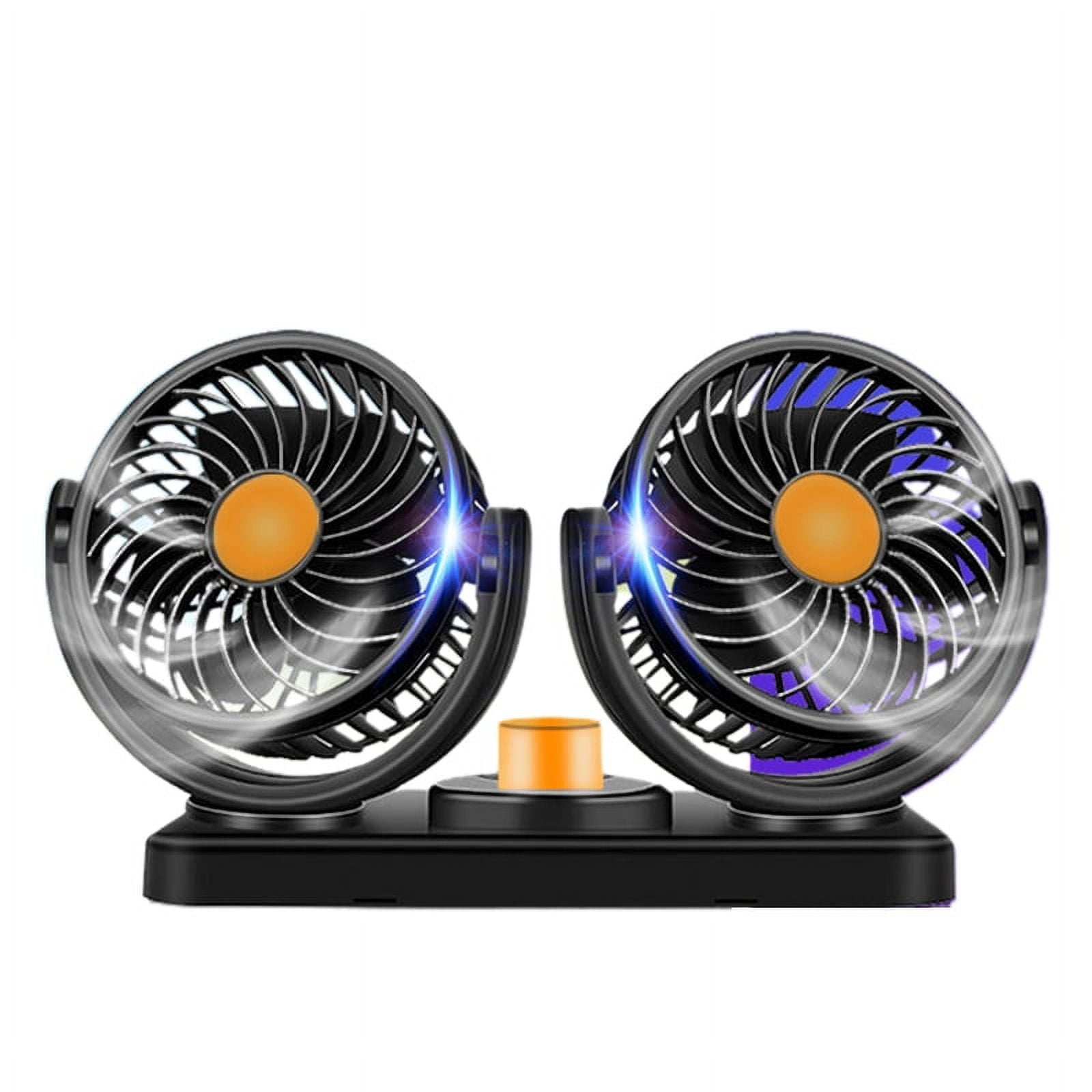 XISAOK Car Fan USB Rechargeable Dual-Head Fans 5-Blades Electric ...