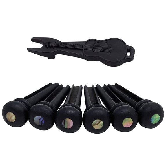 XISAOK Ebony Acoustic Guitar Bridge Pins Pegs with Bridge Pin Puller ...