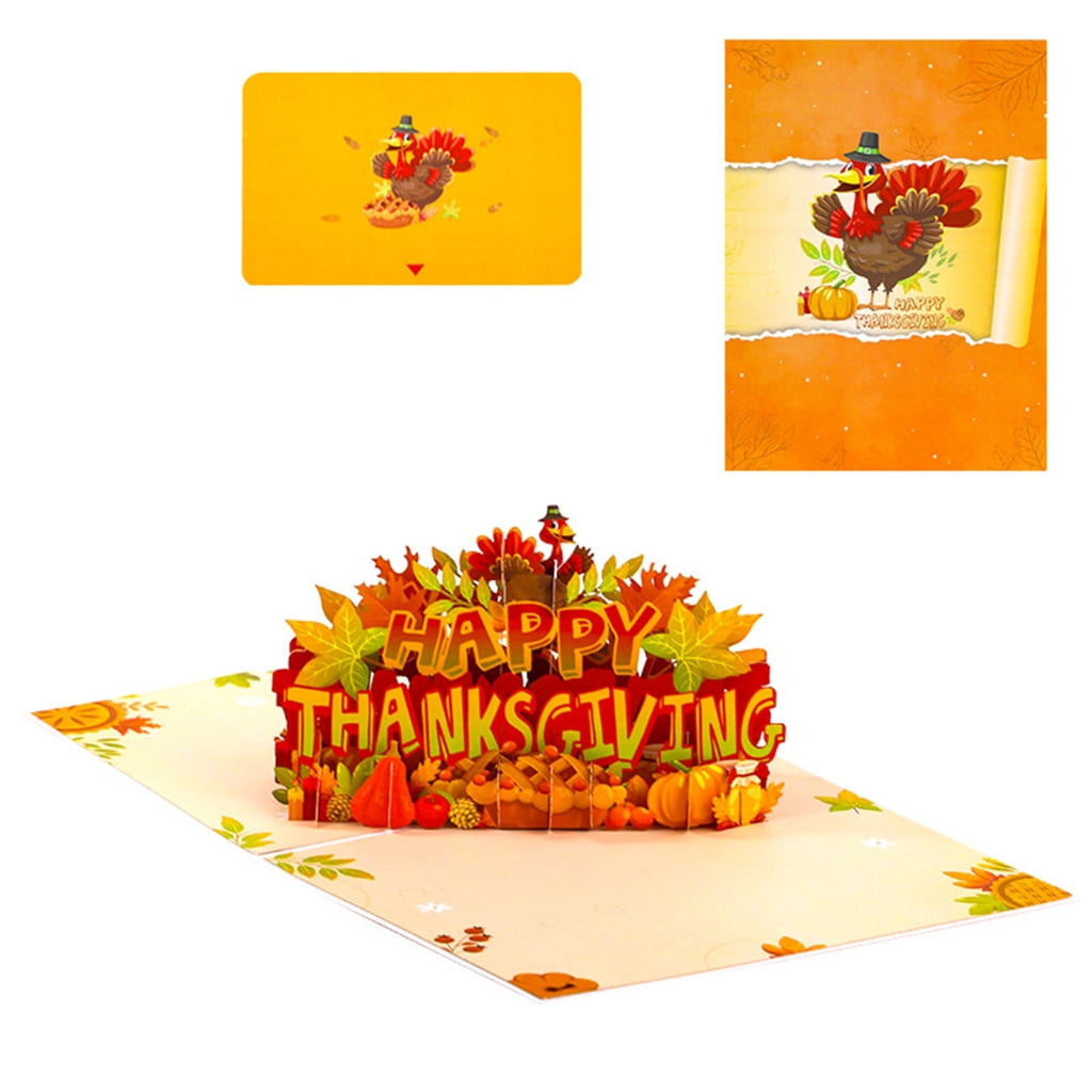 XISAOK Popup Greeting Cards Cartoon Turkey 3D Cardstock For Autumn ...