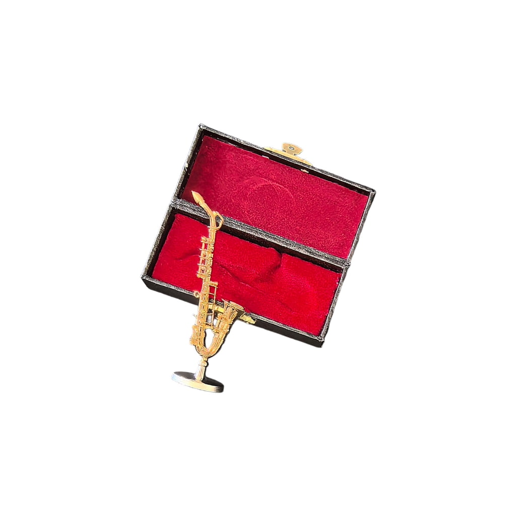 XISAOK Realistic Small Saxophone Model Brass Gold Display Stand ...