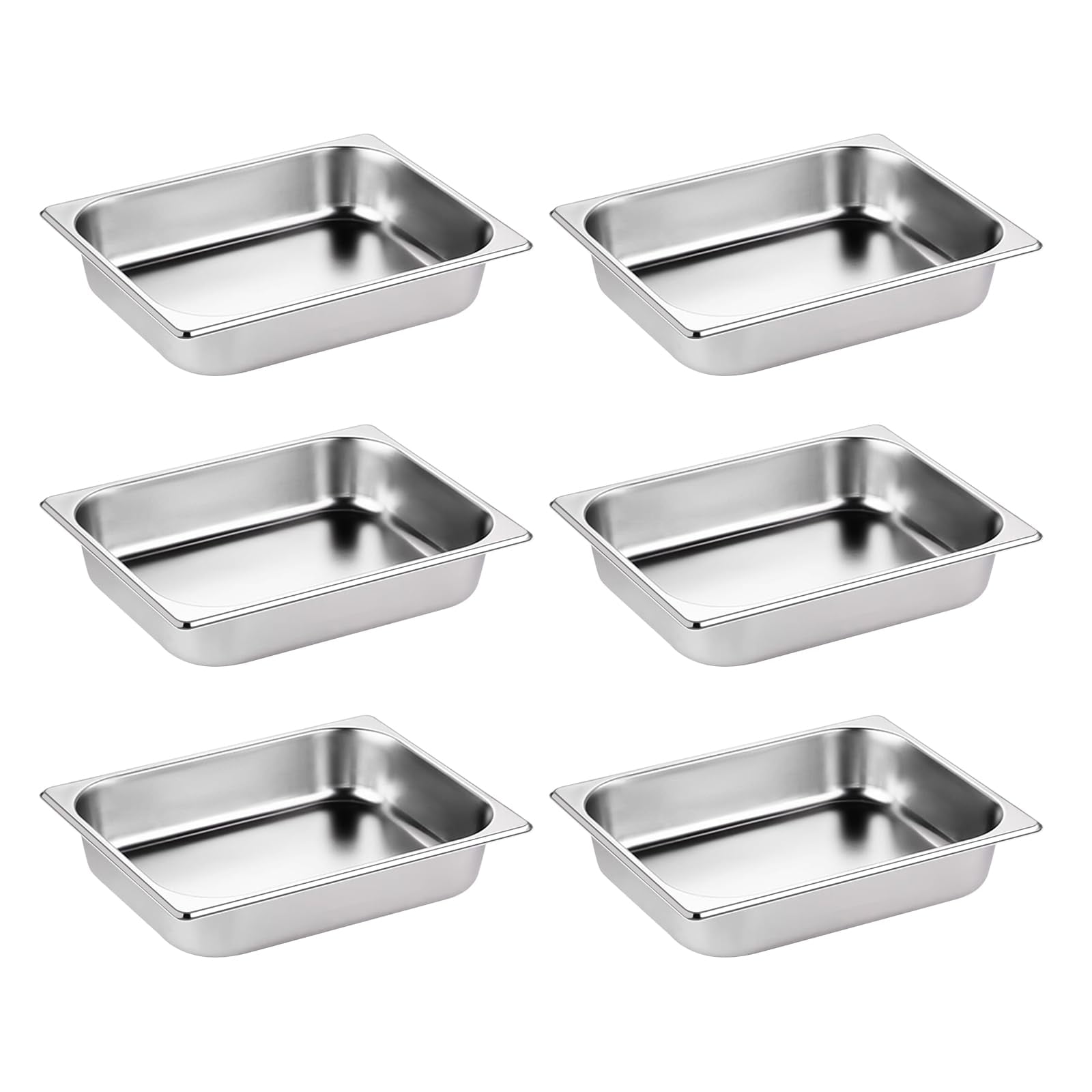 XISEZIUO 6 Pack 1/2 Size Chafing Pan with 2.6 Inch Deep Stainless Steel ...
