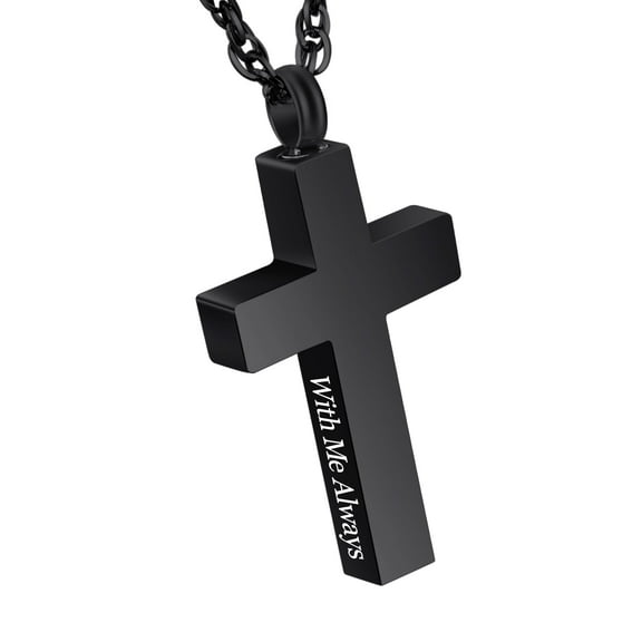 BESTYASH Stainless Steel Urn Necklace for Ashes with Black Cross ...