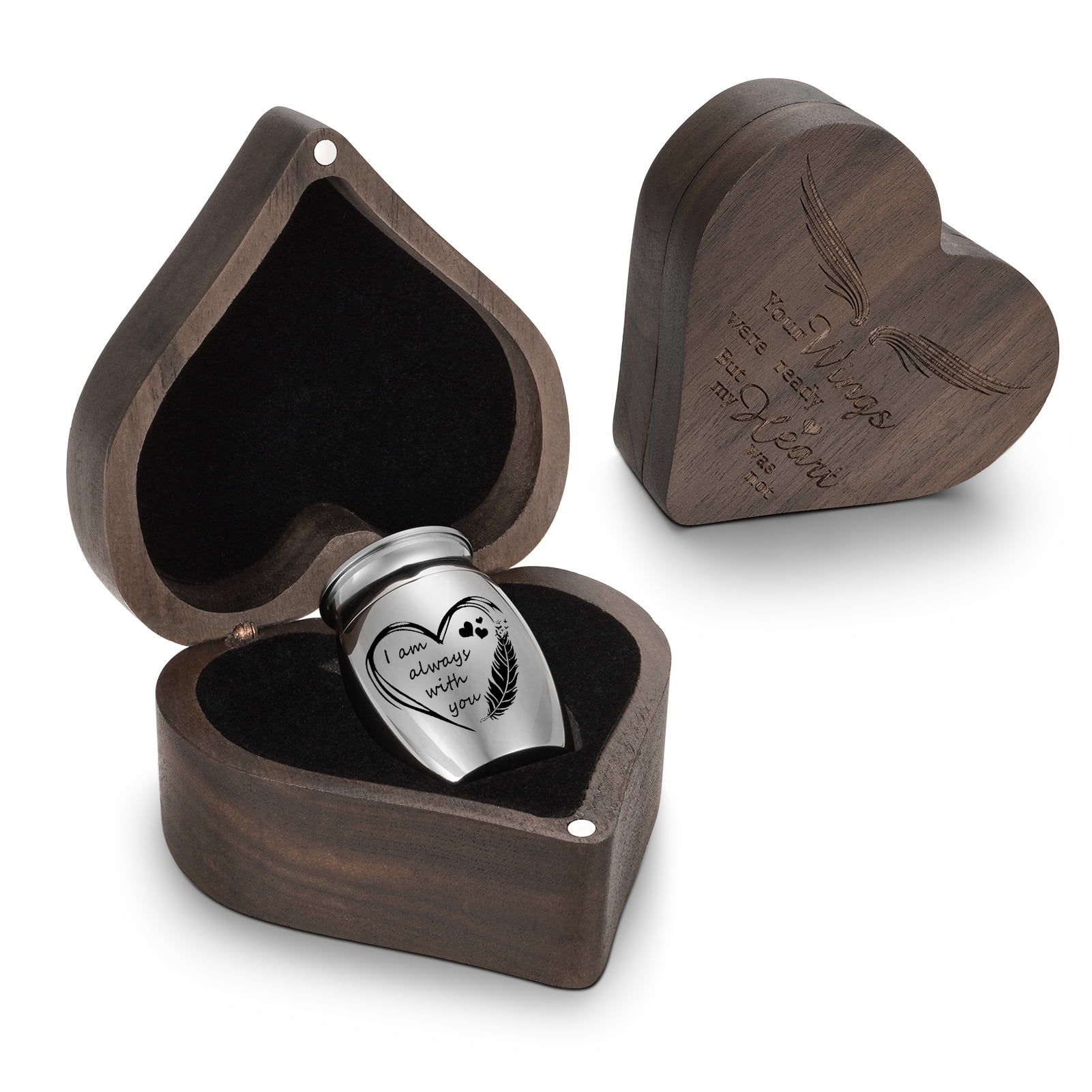 XIUDA Wooden Heart Box for Ash-Small Urns for Human Ashes Keepsake ...