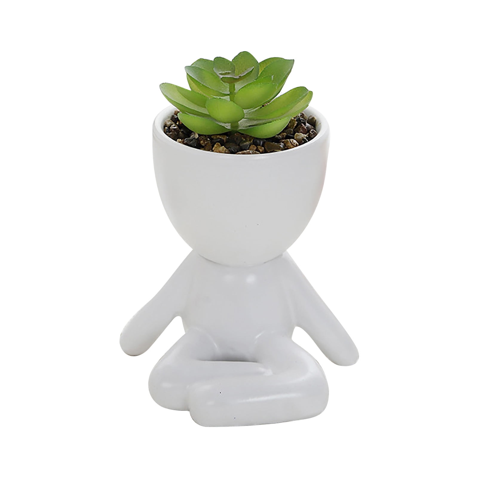 XIUH Flower Pots Cute Figure Ceramic Doll Flower Pot Decoration Planter ...