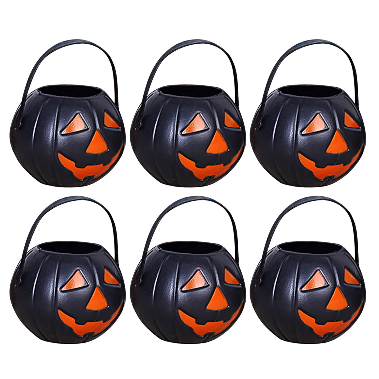 XIUH Halloween Big Sale! 6PCS Small Plastic Pumpkin Bucket Portable ...