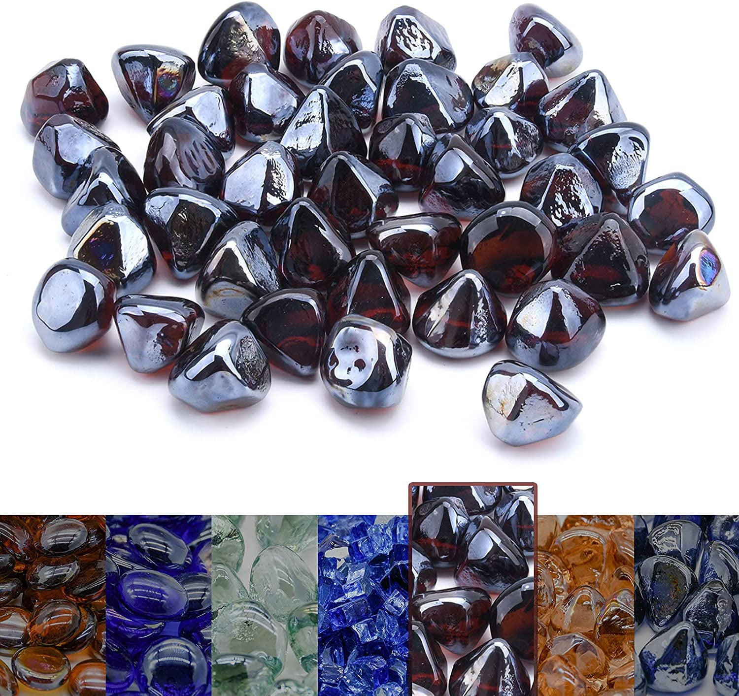 XIULIN 10-Pound 1 inch Diamonds Fire Glass for Gas or Propane Fire Pit ...