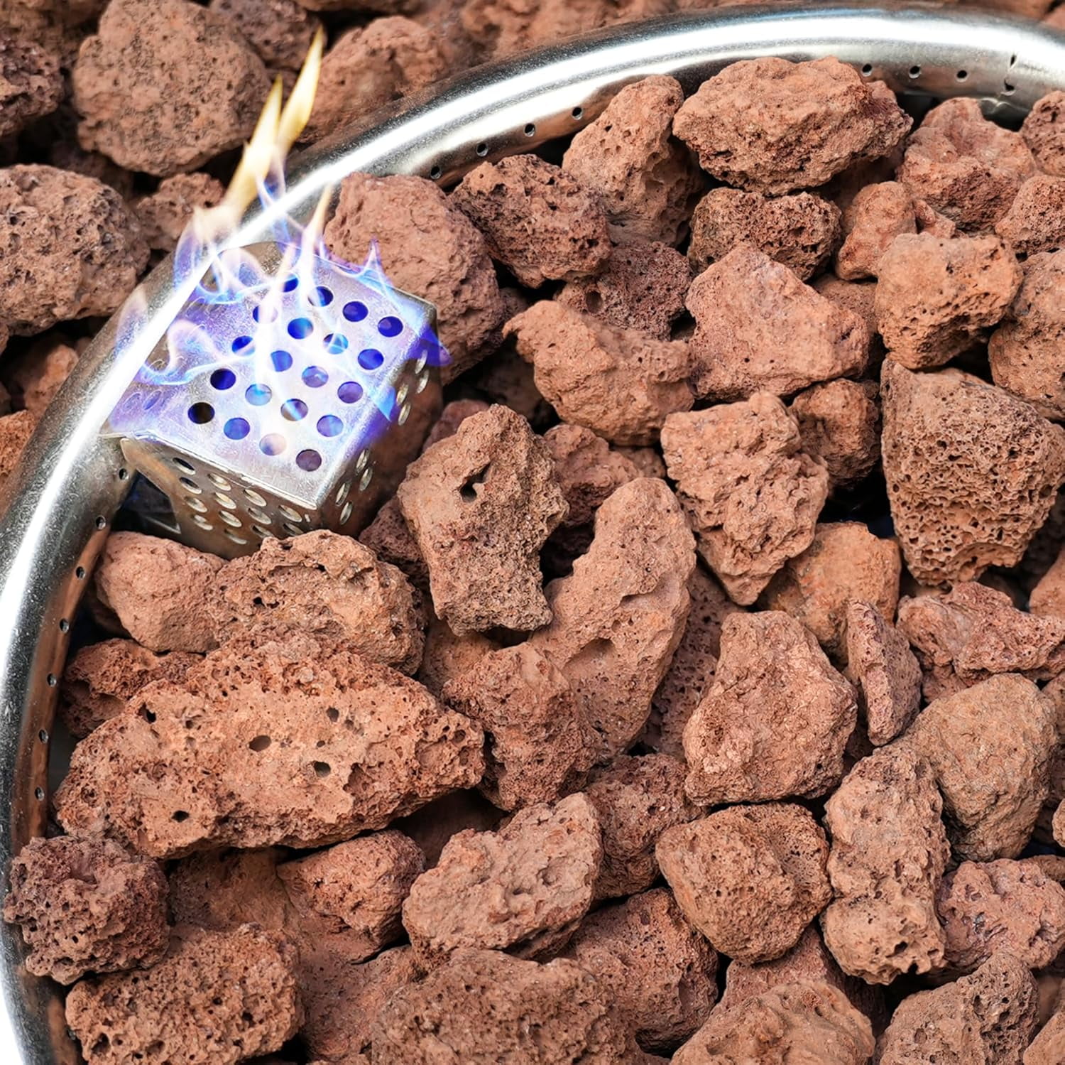 XIULIN 10lb Red Lava Rocks for Fire Pit, 1/2"-2" Volcanic Rock for ...