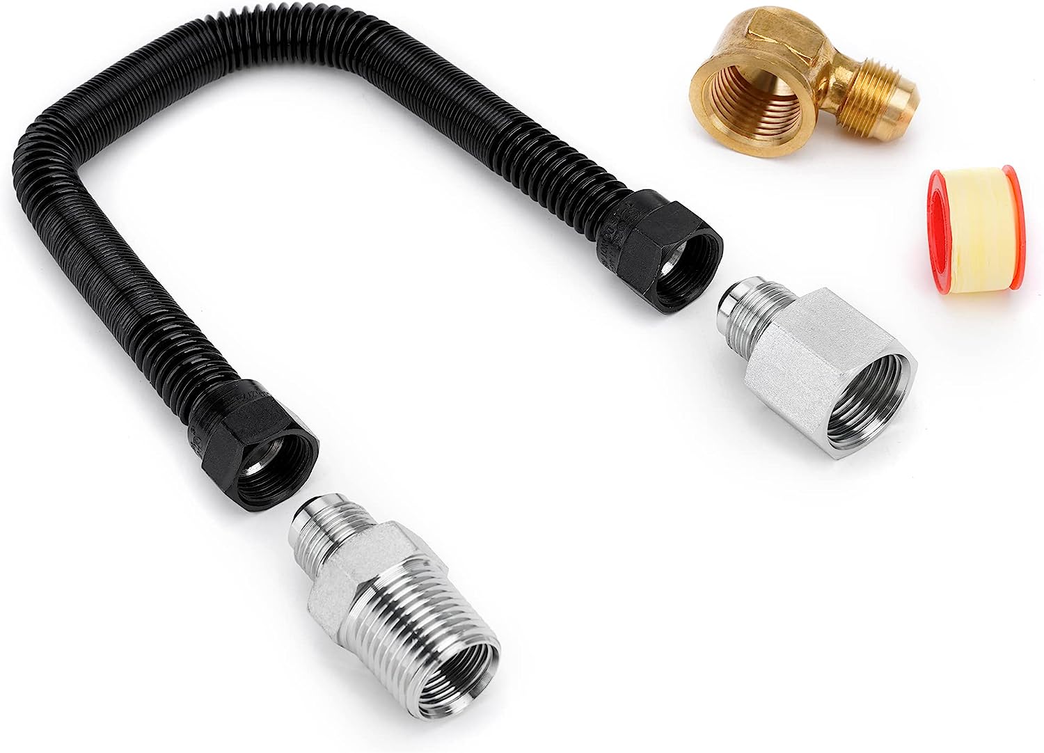 XIULIN 3/8" X 12" Non-Whistle Flexible Flex Gas Line Connector Kit for ...