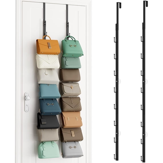 XIULIN Over The Door Purse Organizer - 2 Packs Wall Mounted Purse Rack ...