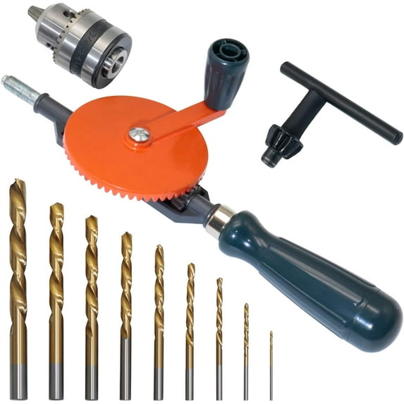 XIULIN Powerful Speedy Hand Drill 3/8 Inch Manual Drill with 9 Pcs ...