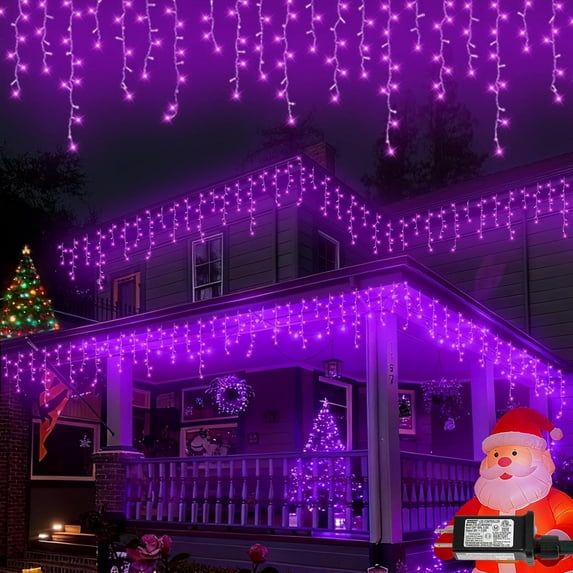 XIULIN Purple Icicle Christmas XIULINs Outdoor, 33ft 400 LED Icicle ...