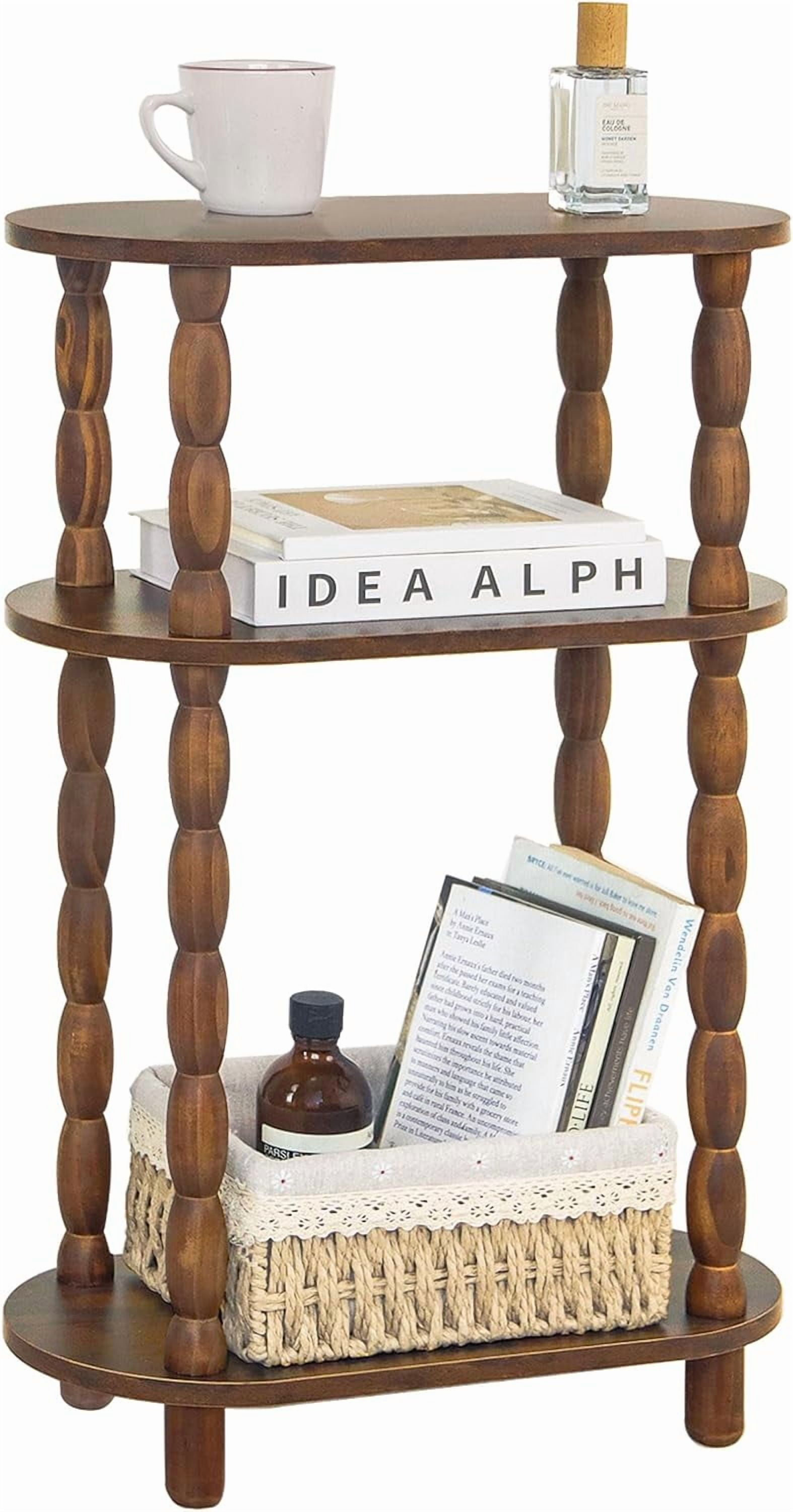 XIULIN Small Narrow Side Table, 3-Tier Narrow End Table with Storage ...