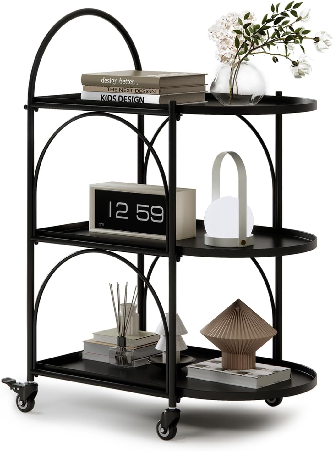 XIV Bar Cart, Home Bar Serving Cart, Metal Kitchen Carts with Storage ...