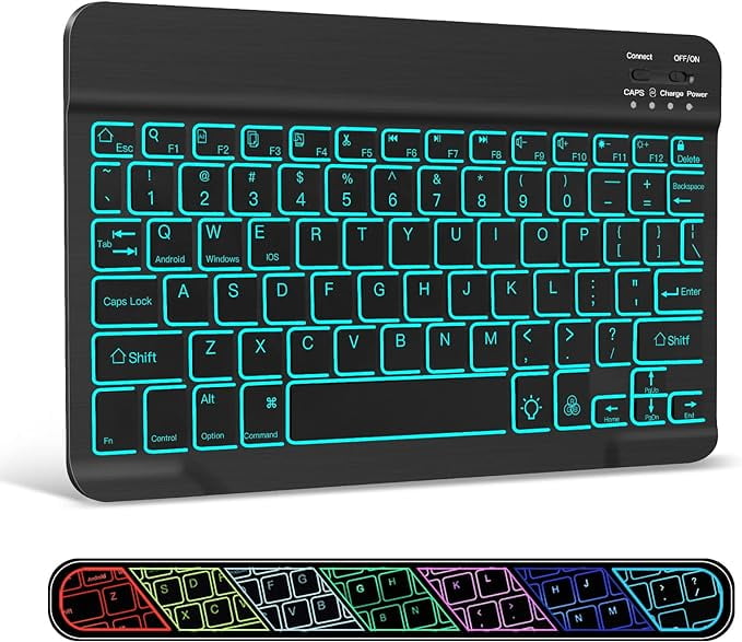XIWMIX Ultra-Slim Wireless Bluetooth Keyboard - 7 Colors Backlit ...