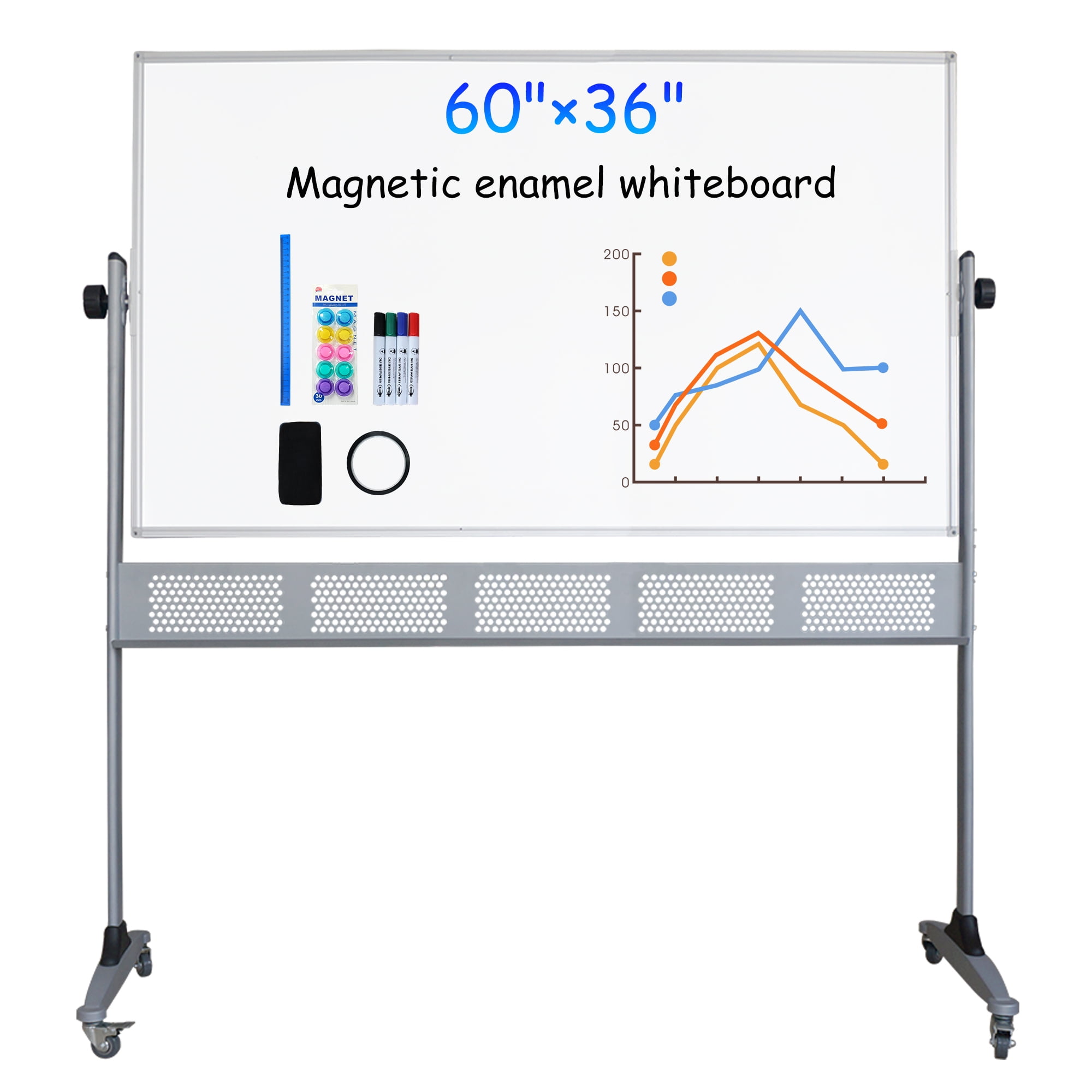 XIWODE Large Portable Double-Sided Magnetic Whiteboard 60" x 36" with ...