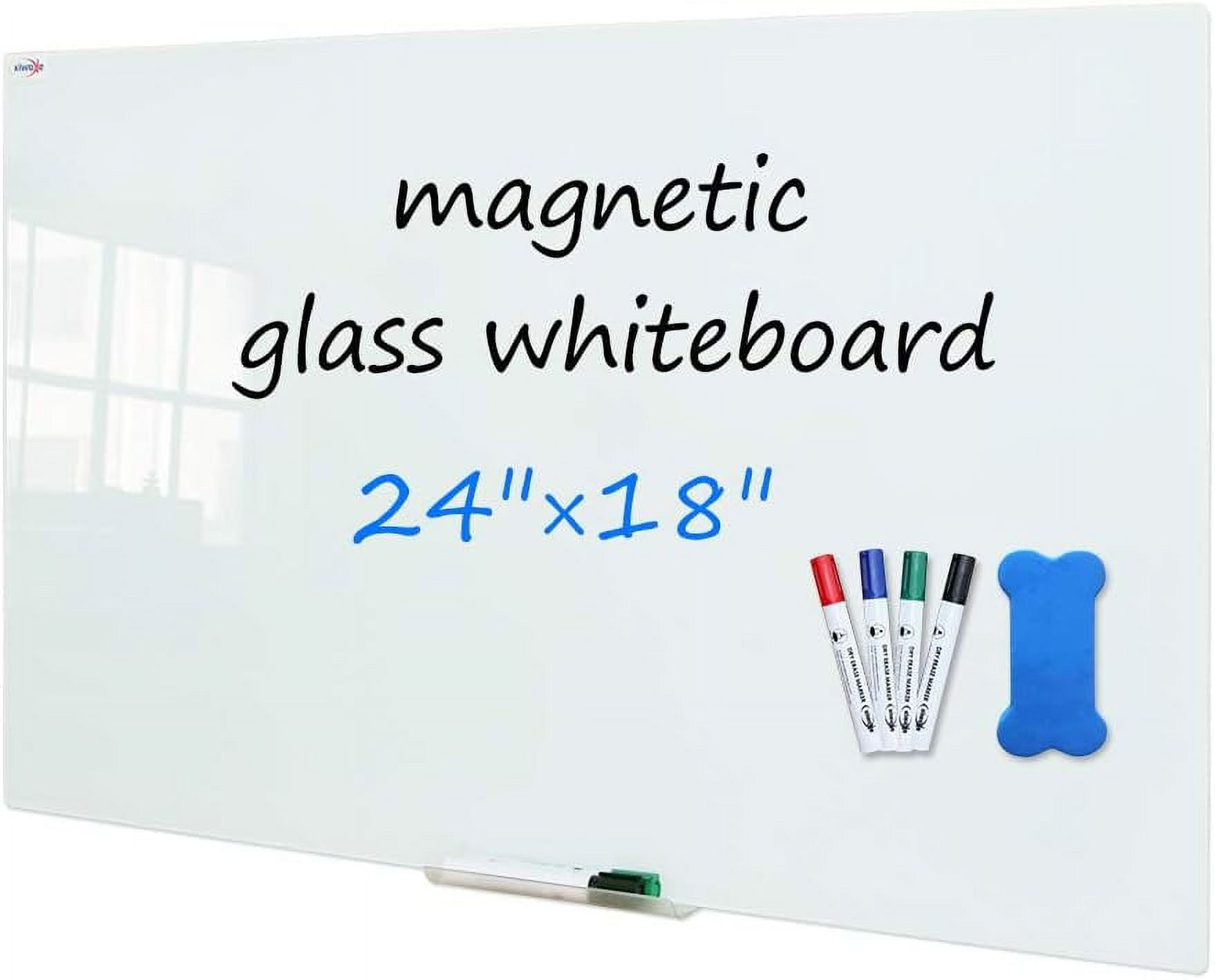 XIWODE Magnetic Glass Dry-Erase Whiteboard, 24"x 18" Wall Mounted ...