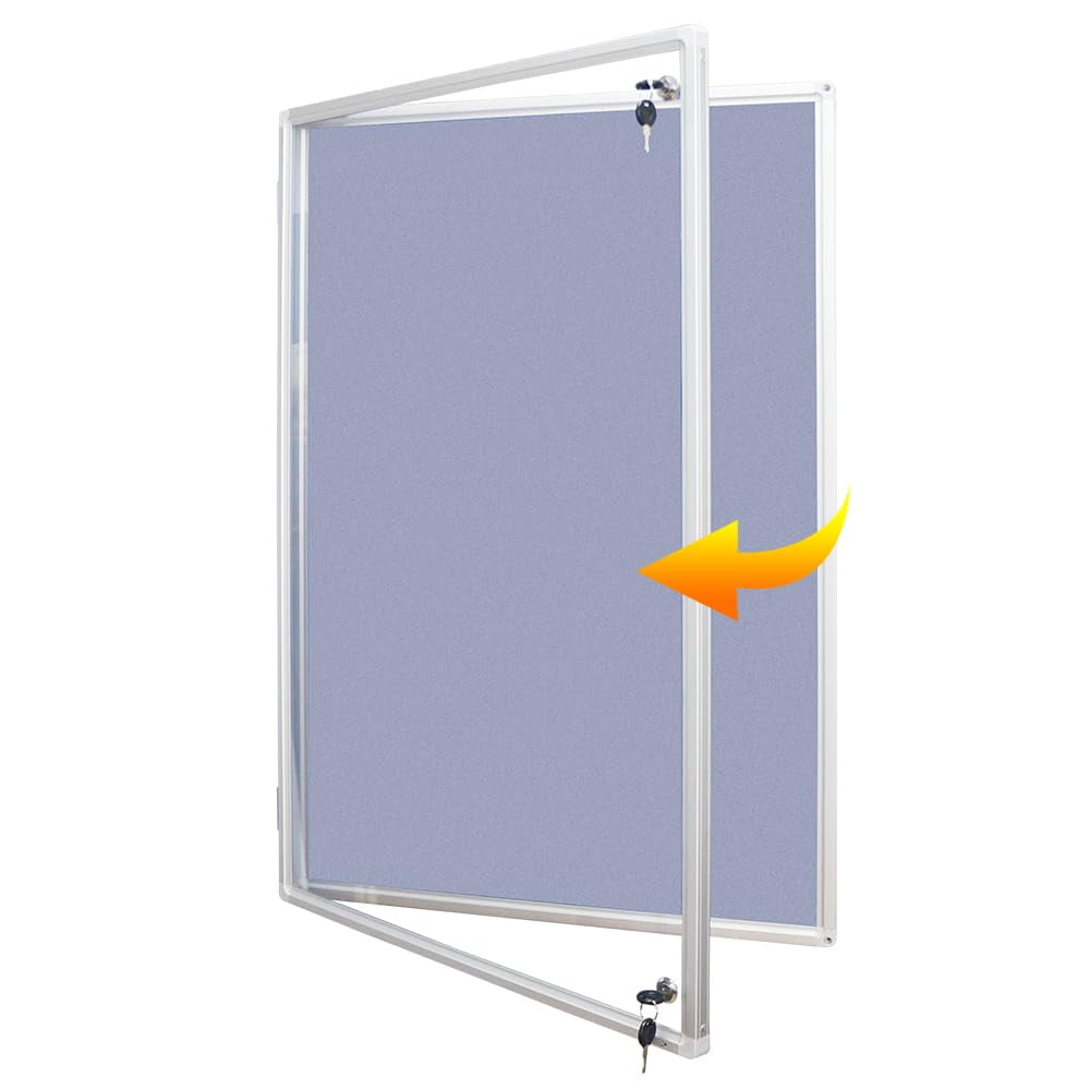 XIWODE Enclosed Bulletin Board with Aluminium Frame, Gray Fabric Notice ...
