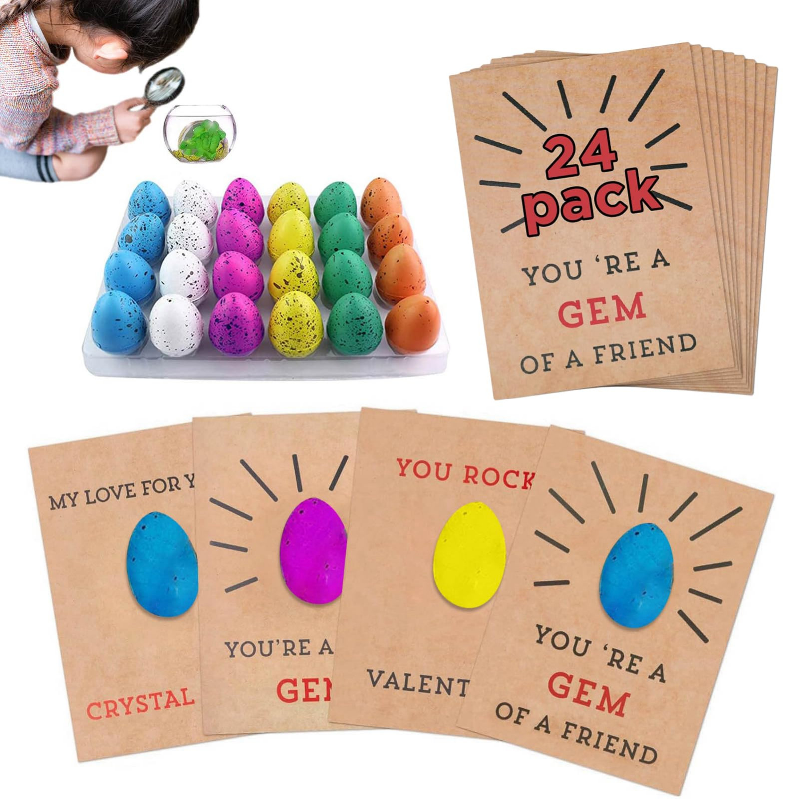 XIXISTARYY Cards For Kids - 36 Pack Dinosaur Hatching Eggs Animal Card ...