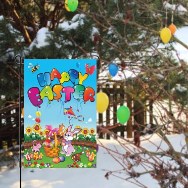 Newhomestyle Easter Floral Rabbit Garden Flag 12x18 Inch Double Sided ...