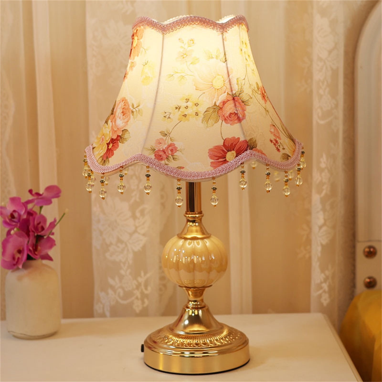 XIXISTARYY Fabric Table Lamp, Bedside Lamp, Bedside Counter Lamp with ...
