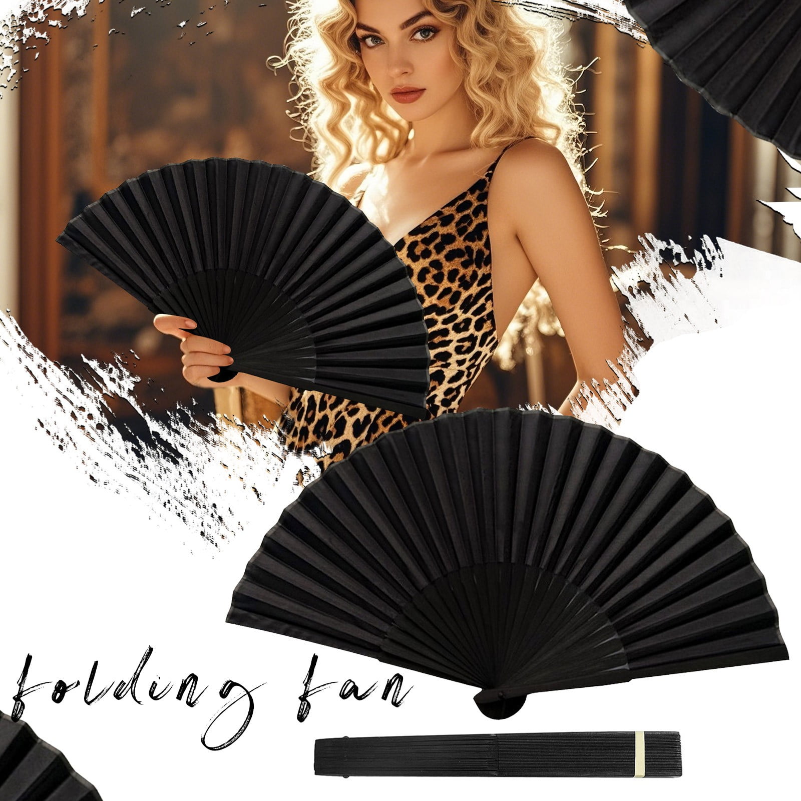 XIXISTARYY Folding Hand Fans Church Wedding Gift,Party Favors,Black ...