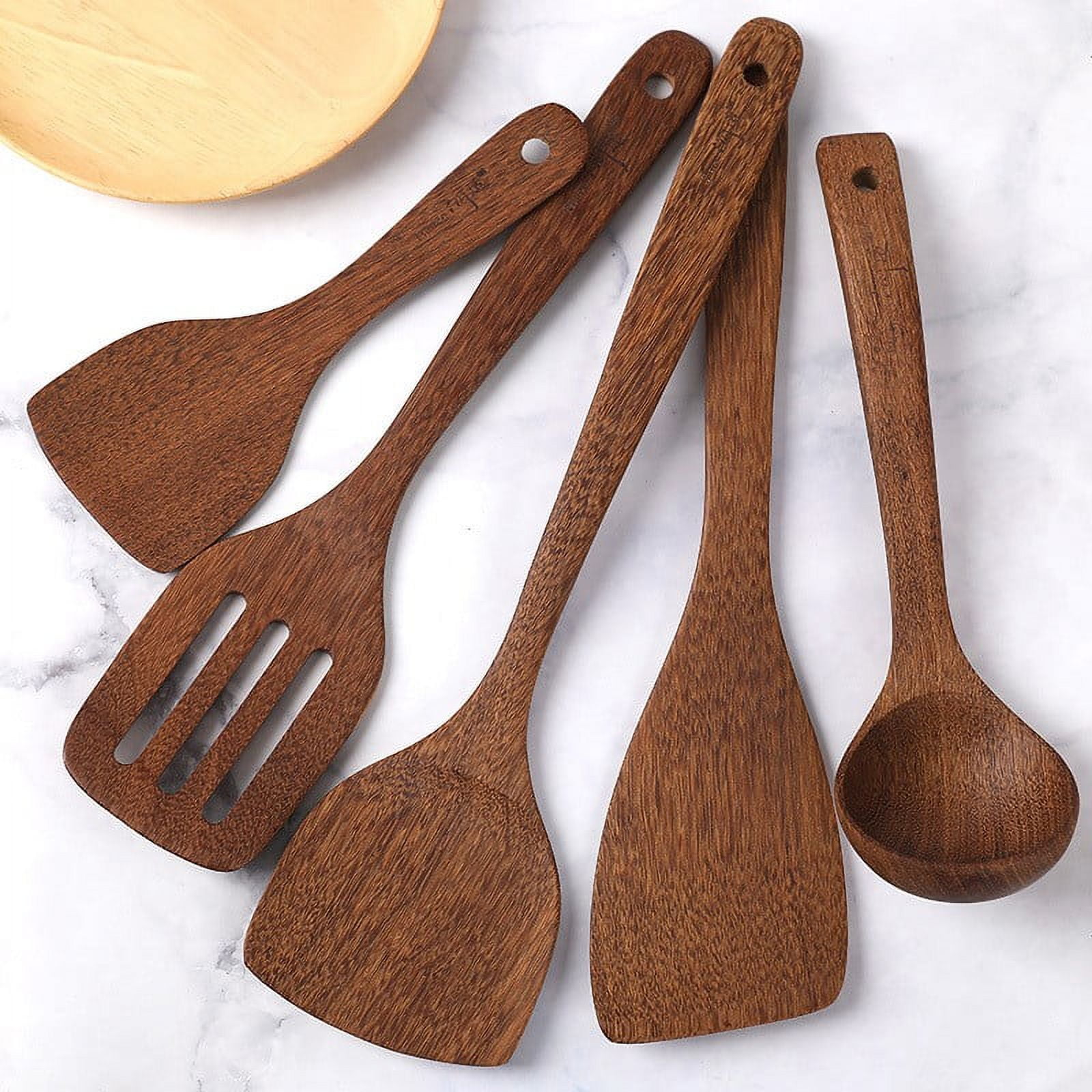 XIXISTARYY Kitchen Cooking Utensils 5-Piece Natural Komu Cooking ...