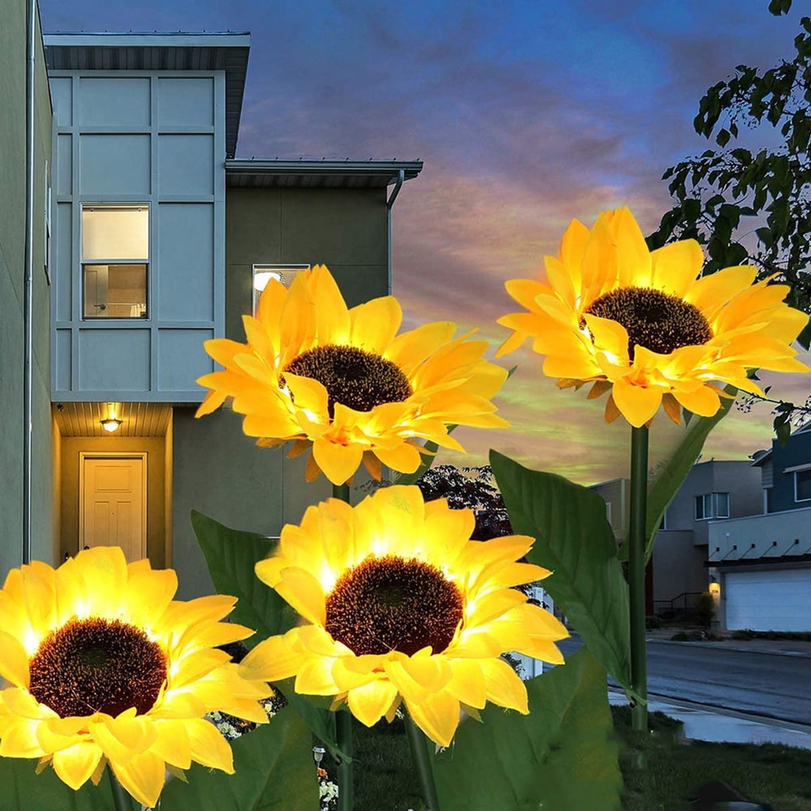 XIXISTARYY Solar Yellow Color Waterproof Sunflower Walkway Lights (Set ...