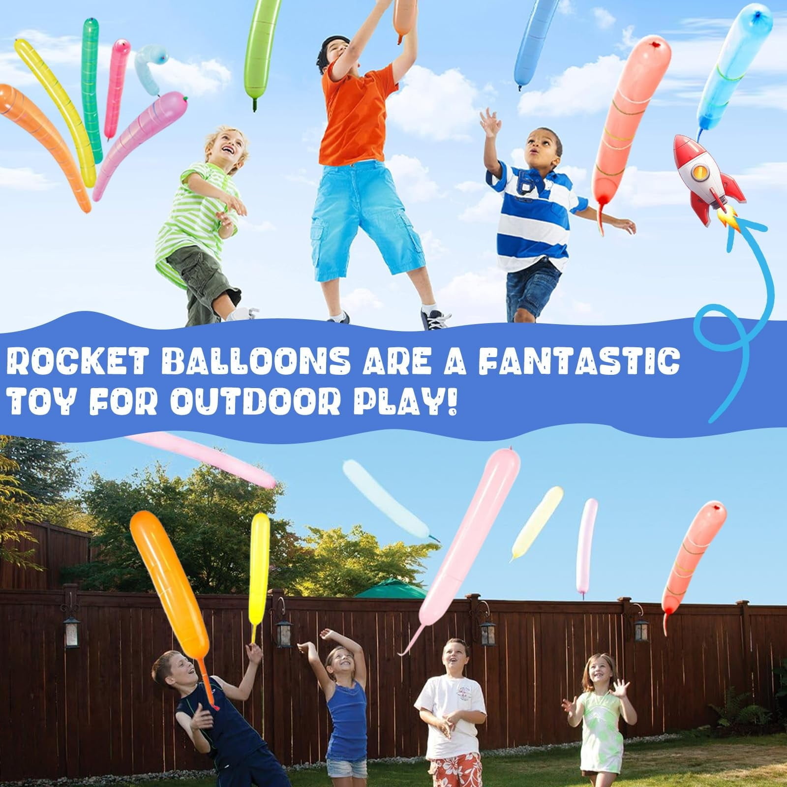 XIXISTARYY Toddler Toys Rocket Balloons 100-Pack , 40-Inch Whistling ...