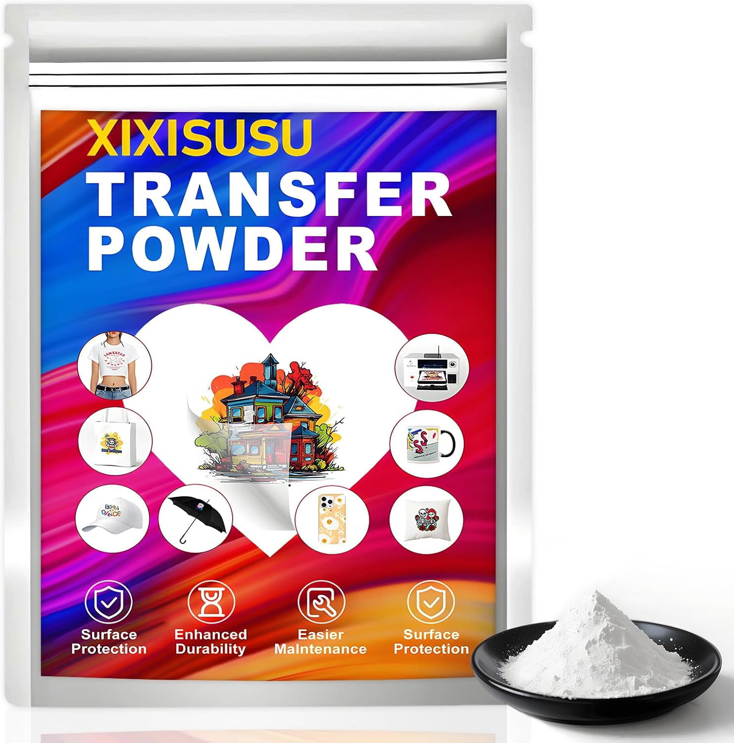 XIXISUSU DTF Powder, White DTF Transfer Powder, Sublimation Powder with ...