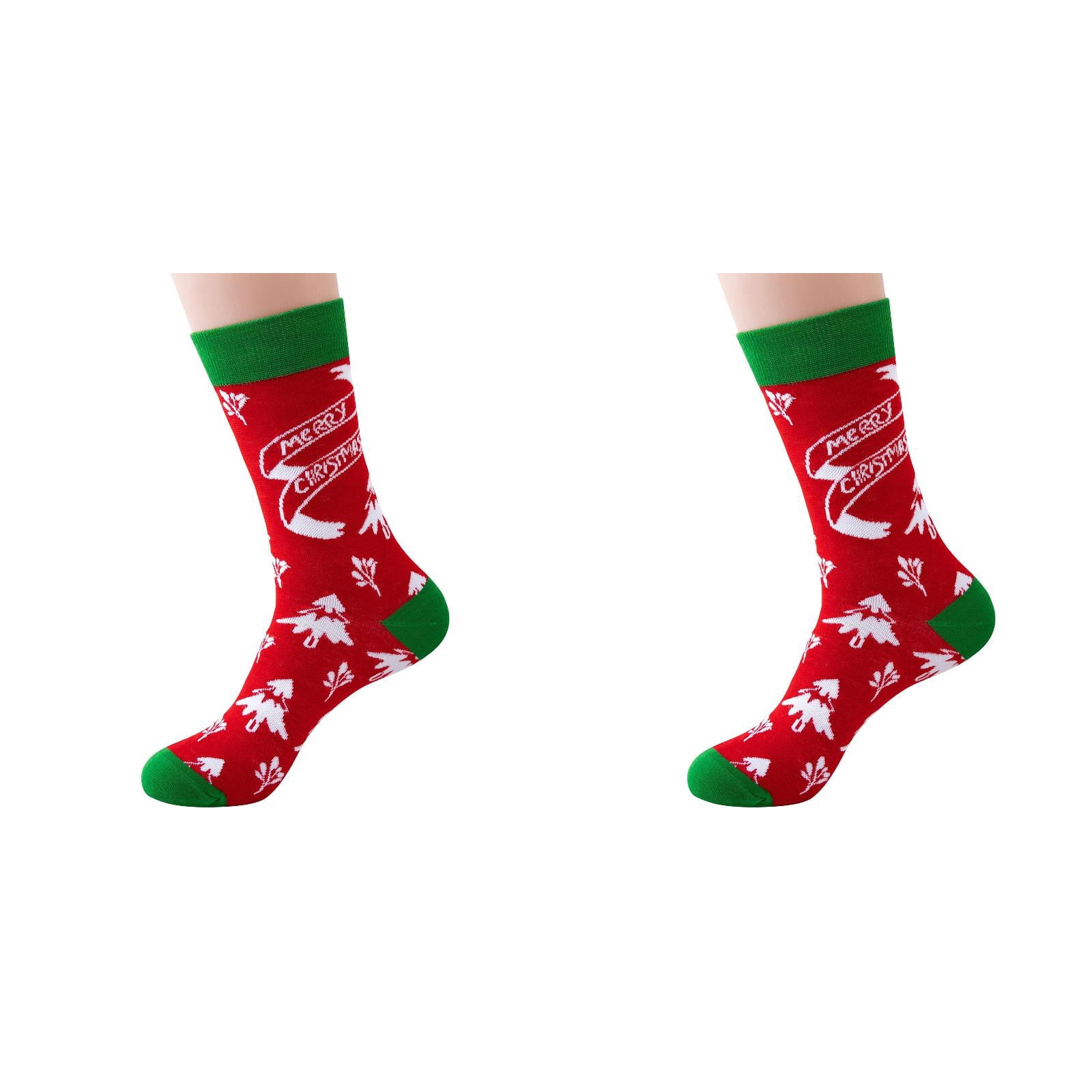 XIYNBAOK 2 Pairs Christmas Socks Funny Xmas Crew Socks Holiday Gift ...